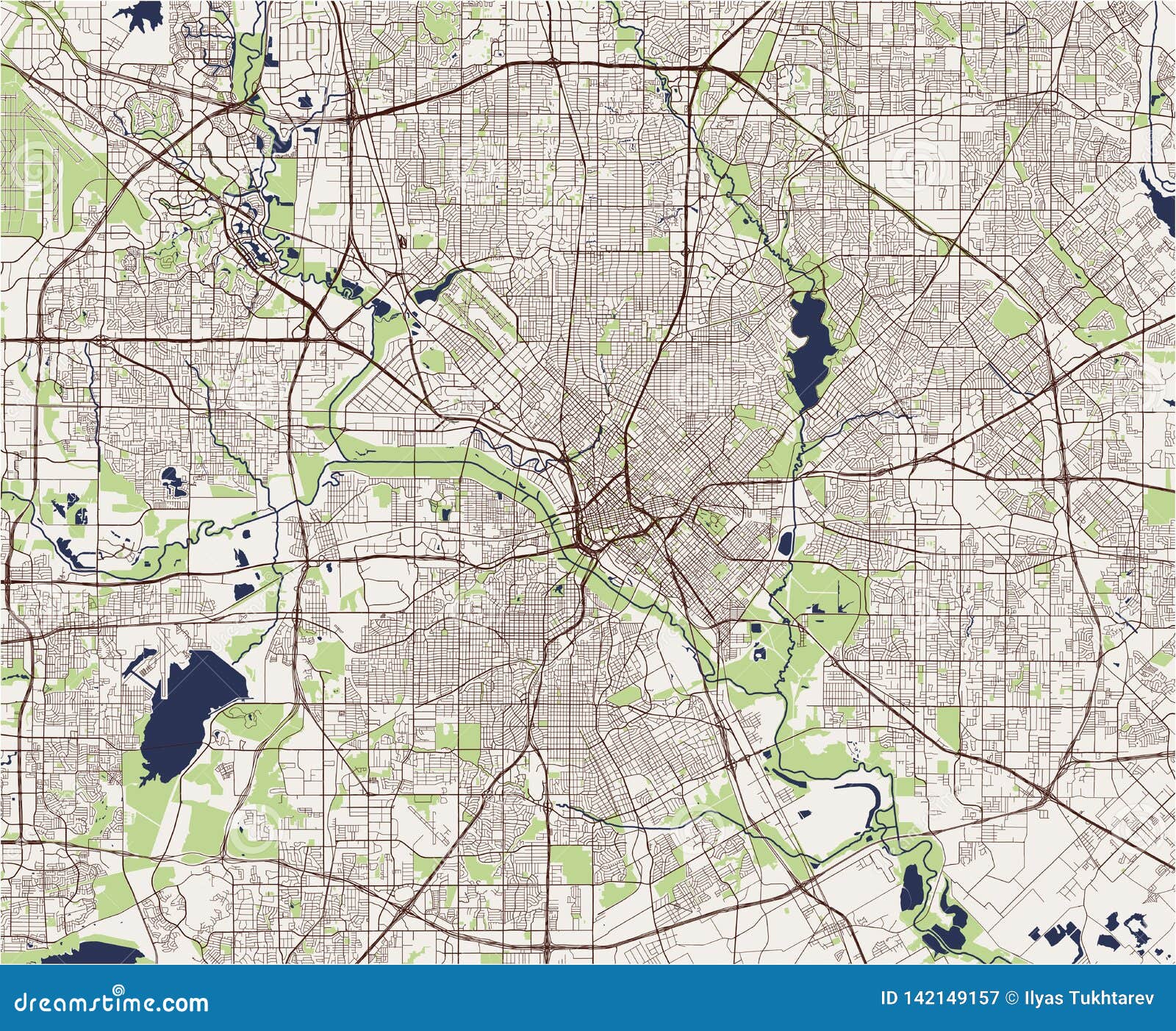 Mapa Da Cidade De Dallas, Texas, EUA Ilustração Stock - Ilustração de ...