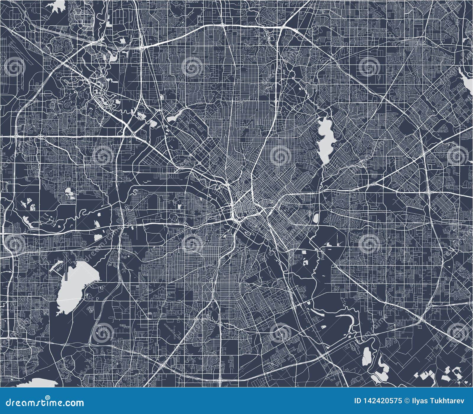 Mapa Da Cidade De Dallas, Texas, EUA Ilustração do Vetor - Ilustração ...