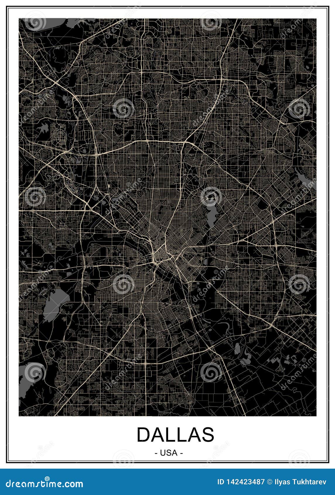 Mapa Da Cidade De Dallas, Texas, EUA Ilustração do Vetor - Ilustração ...