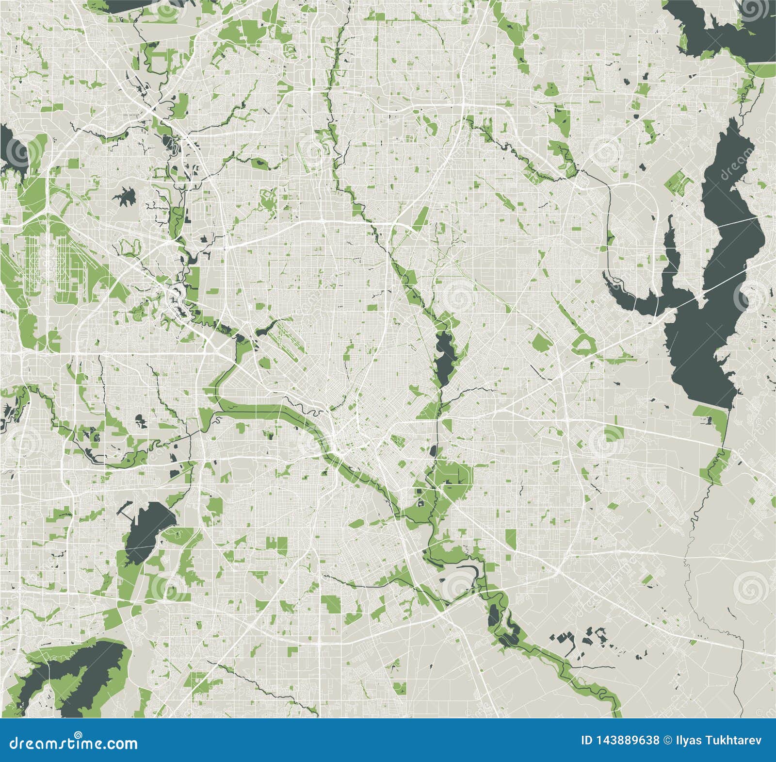Mapa Da Cidade De Dallas, Texas, EUA Ilustração Stock - Ilustração de ...