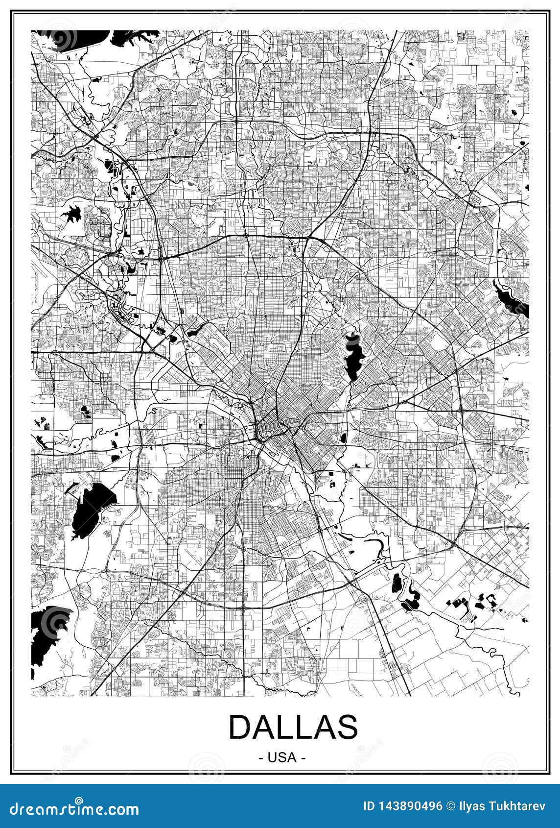 Mapa Da Cidade De Dallas, Texas, EUA Ilustração Stock - Ilustração de ...