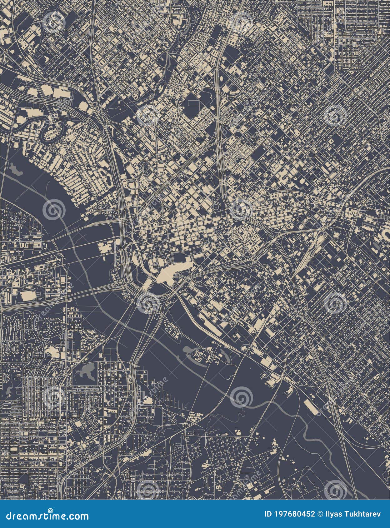 Mapa Da Cidade De Dallas, Texas, EUA Ilustração do Vetor - Ilustração ...