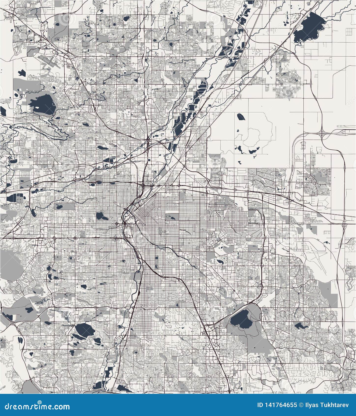 Mapa Da Cidade De Denver, Colorado, EUA Ilustração Stock - Ilustração ...