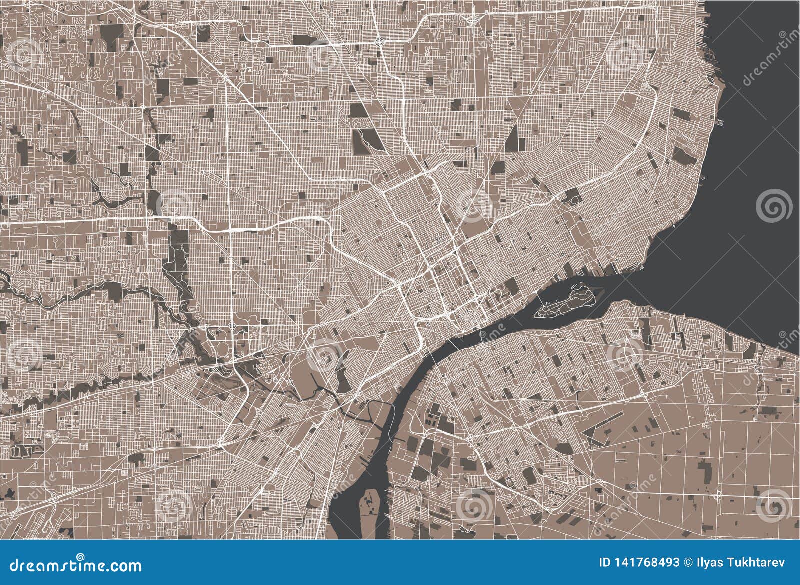 Mapa Da Cidade De Detroit, Michigan, EUA Ilustração Stock - Ilustração ...