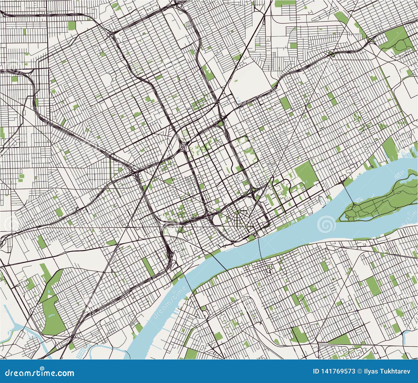 Mapa Da Cidade De Detroit, Michigan, EUA Ilustração Stock - Ilustração ...