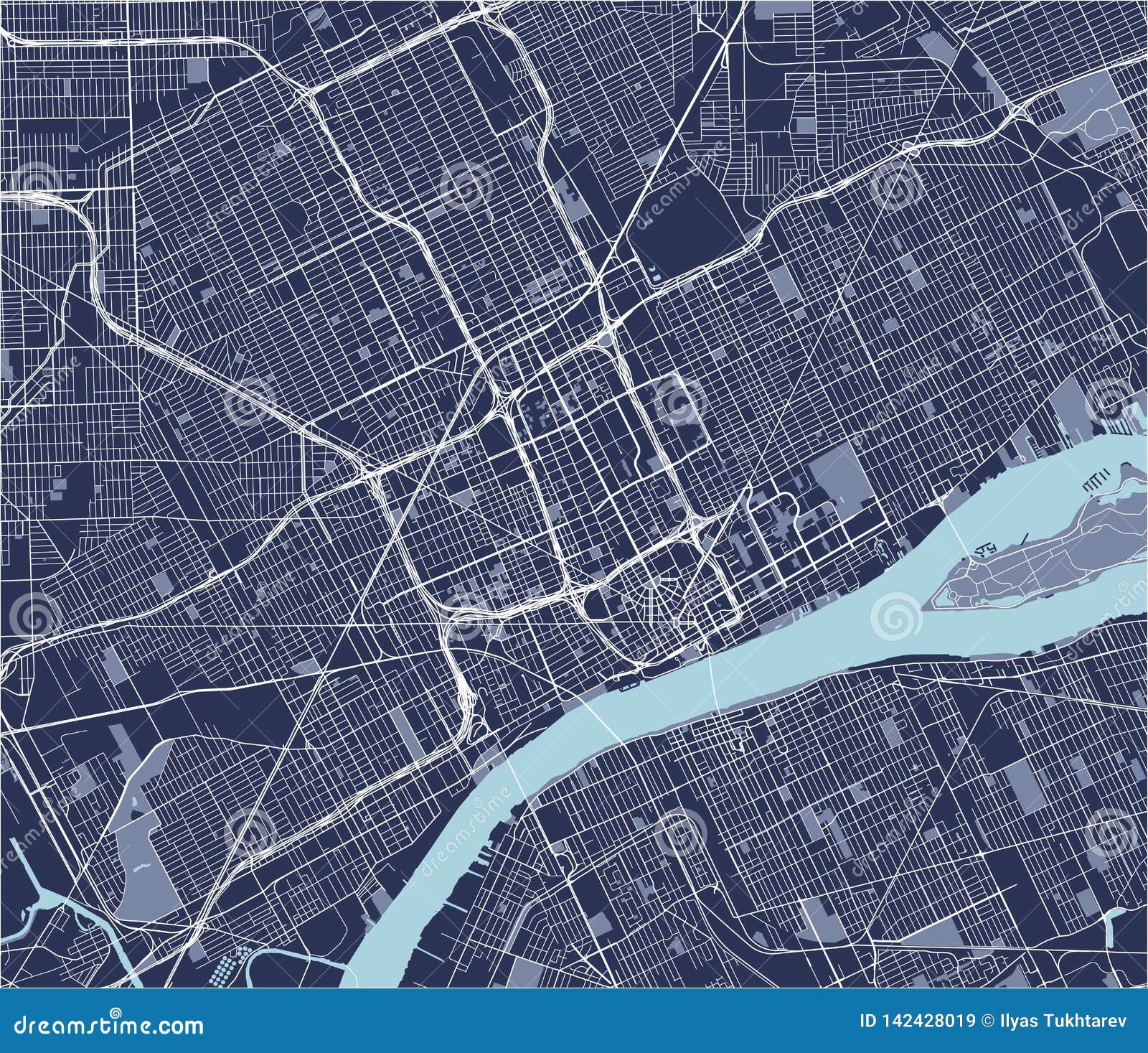 Mapa Da Cidade De Detroit, Michigan, EUA Ilustração do Vetor ...