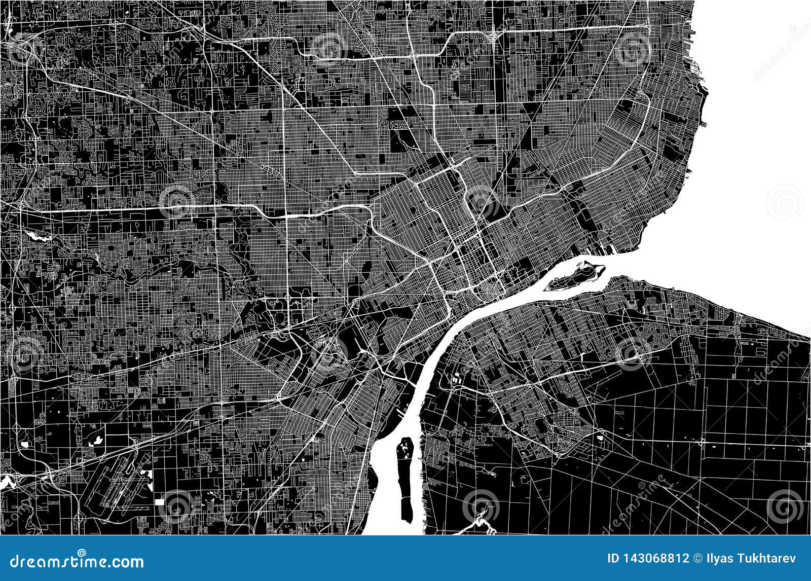 Mapa Da Cidade De Detroit, Michigan, EUA Ilustração Stock - Ilustração ...
