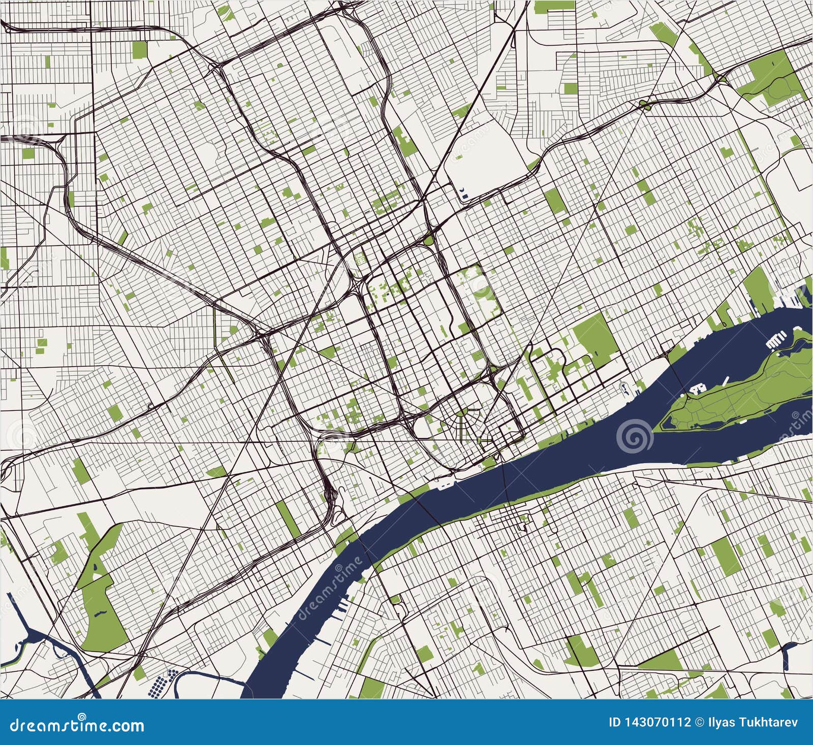 Mapa Da Cidade De Detroit, Michigan, EUA Ilustração Stock - Ilustração ...