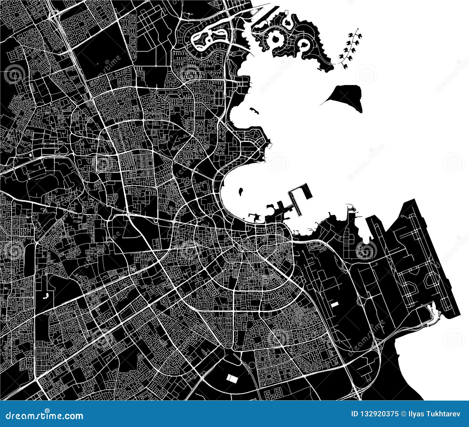 Mapa Da Cidade De Doha, Catar Ilustração do Vetor - Ilustração de ...