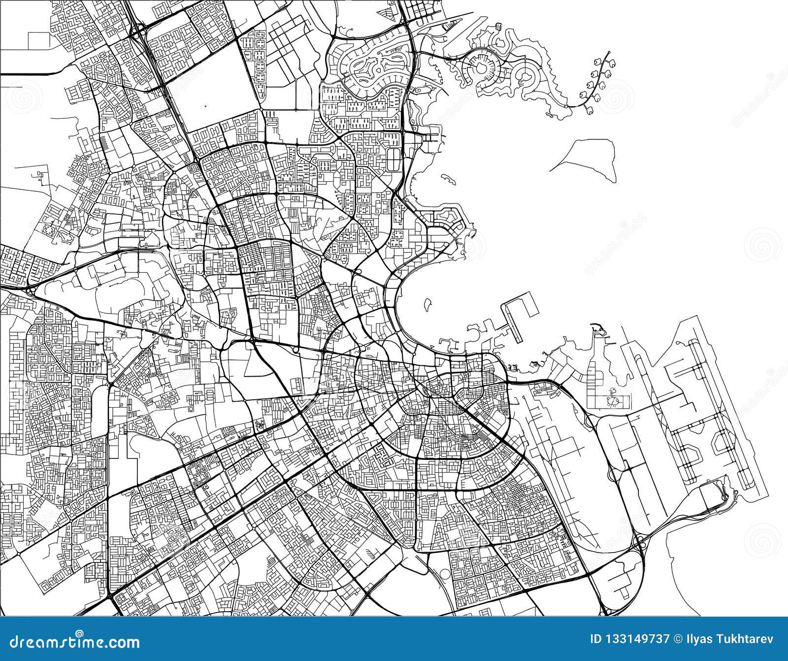 Mapa Da Cidade De Doha, Catar Ilustração Stock - Ilustração de quatar ...
