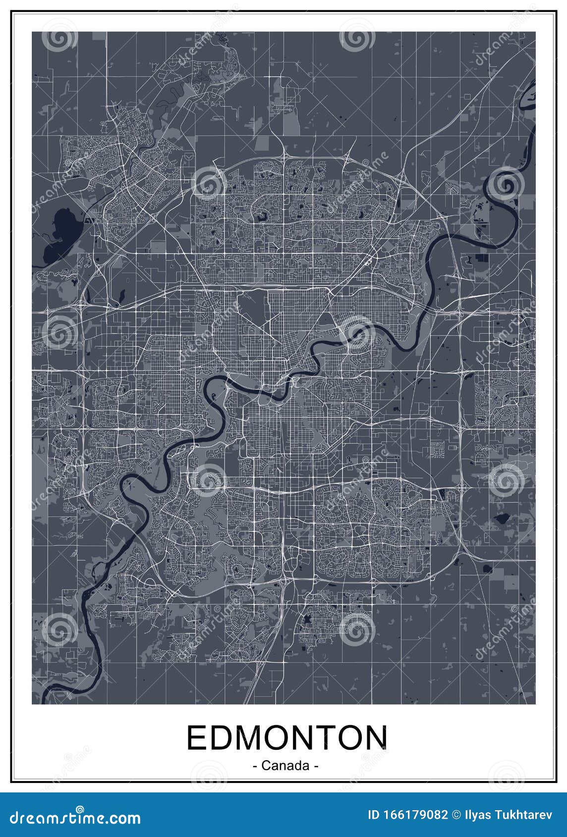 Mapa Da Cidade De Edmonton, Canadá Ilustração do Vetor - Ilustração de ...
