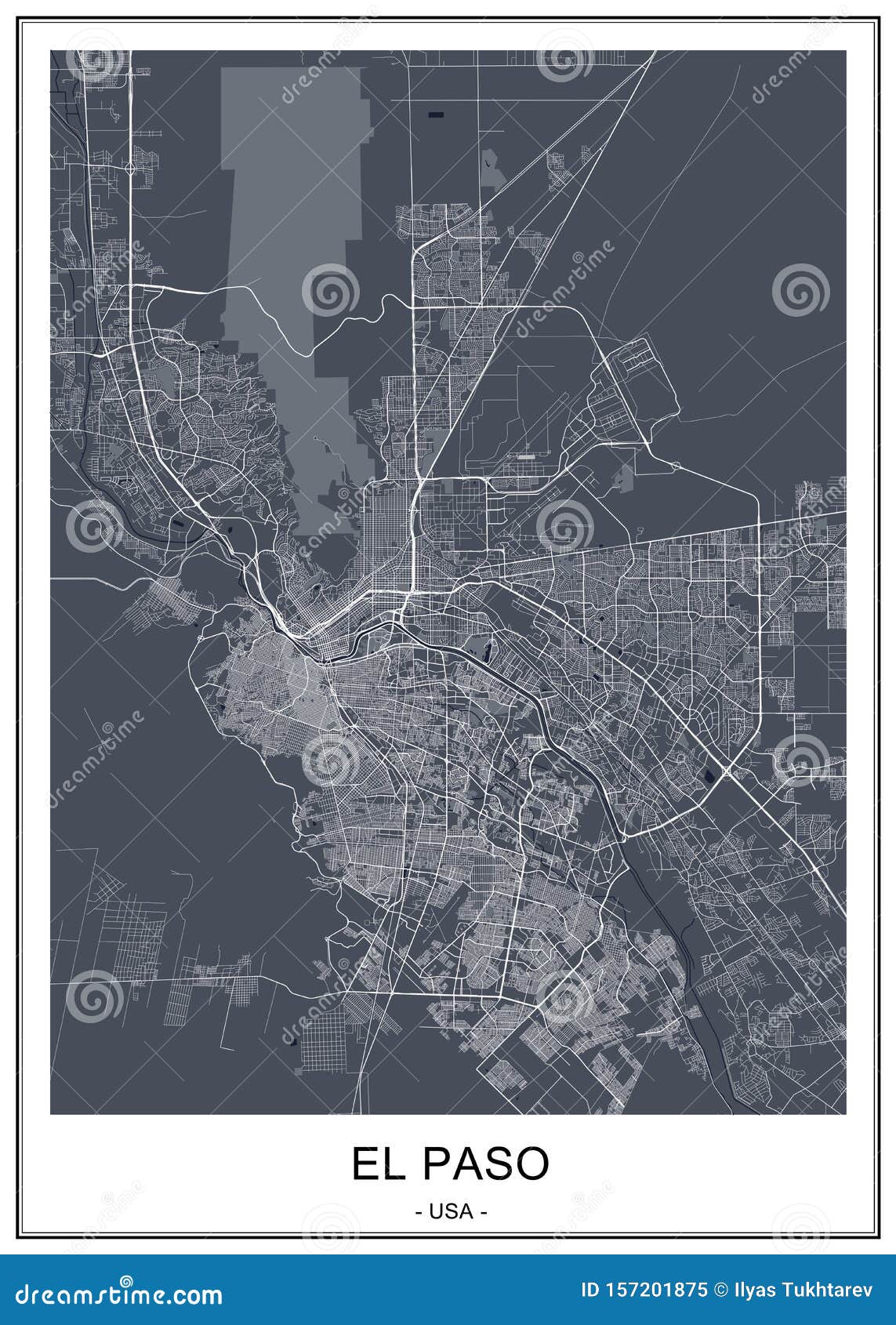 Mapa Da Cidade De El Paso, Texas, EUA Ilustração Stock - Ilustração de ...
