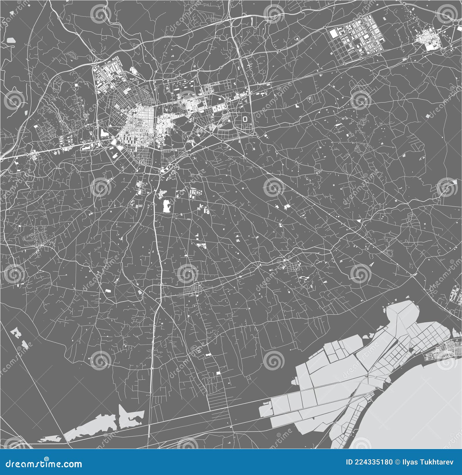 Mapa Da Cidade De Elche Espanha Ilustração Stock - Ilustração de ...