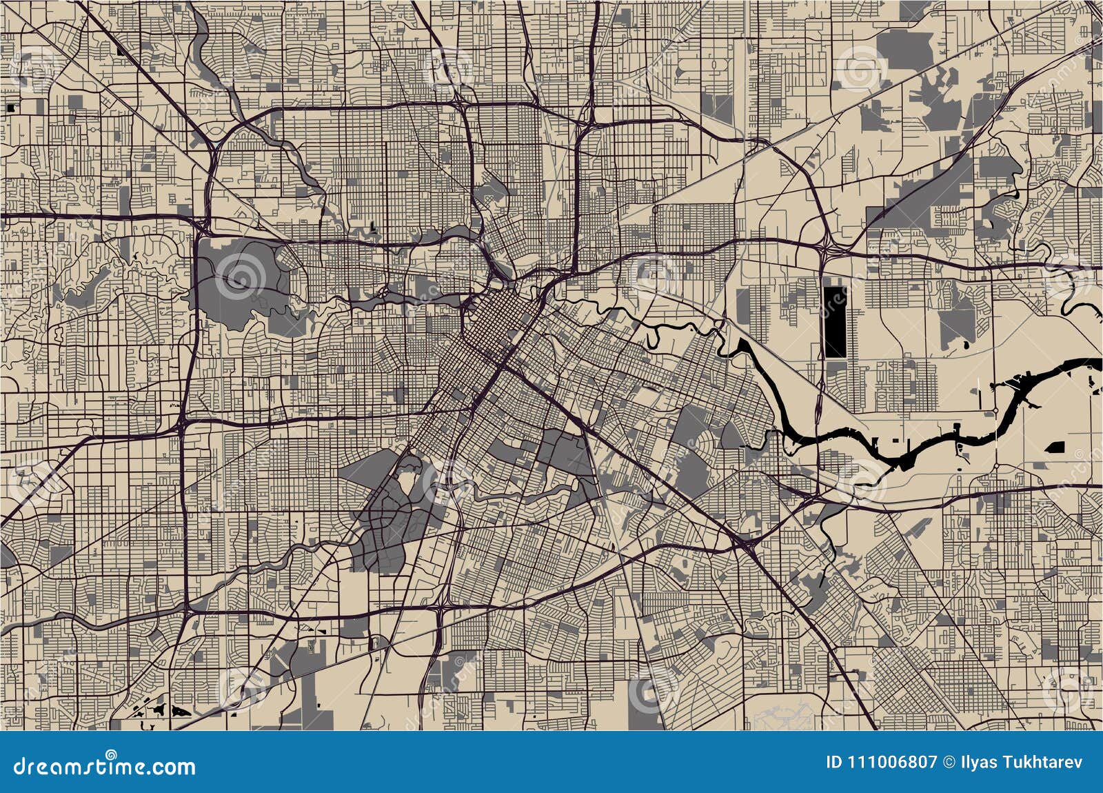 Mapa Da Cidade De Houston, U S Estado De Texas, EUA Ilustração do Vetor ...