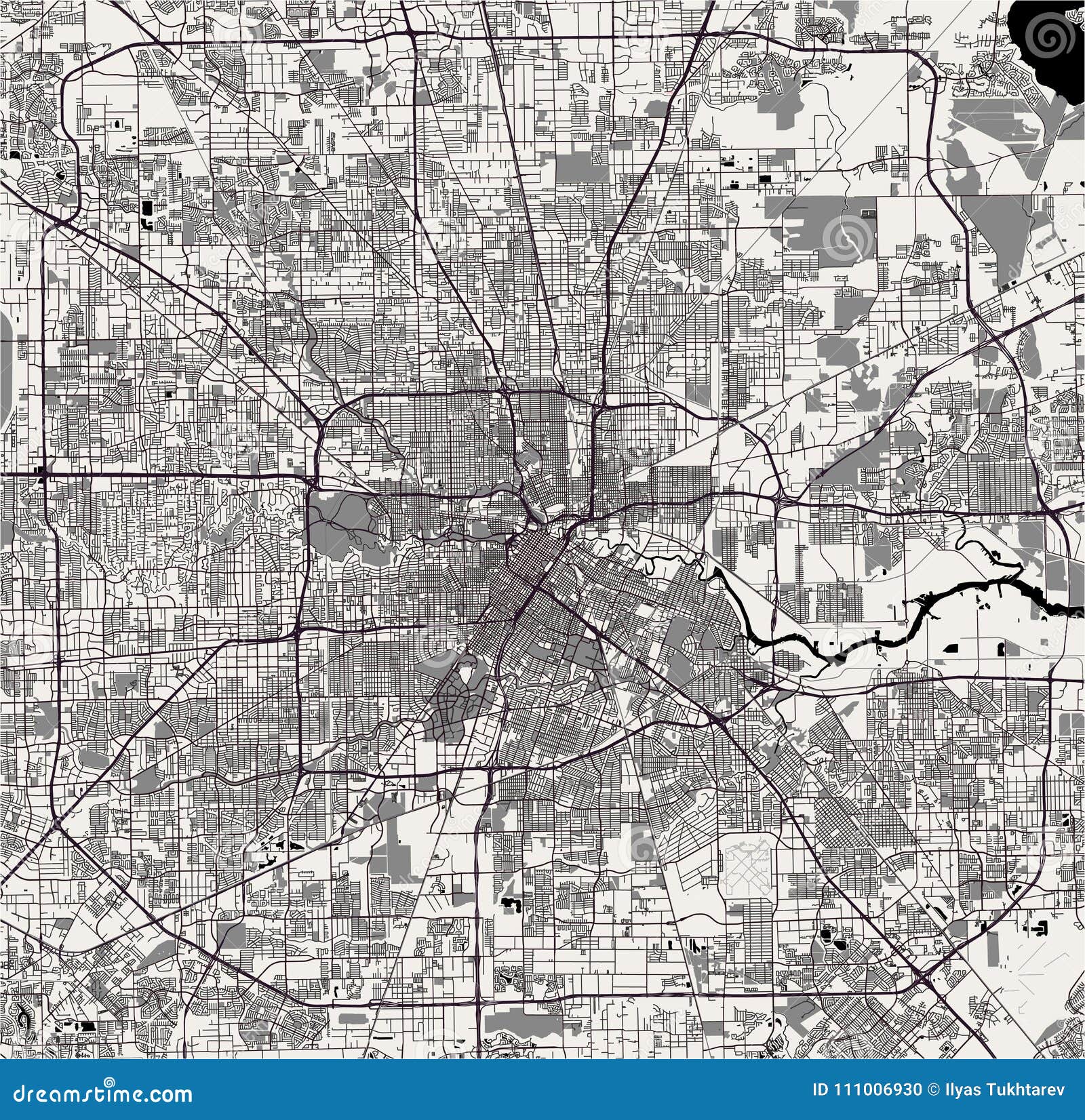 Mapa Da Cidade De Houston, U S Estado De Texas, EUA Ilustração do Vetor ...