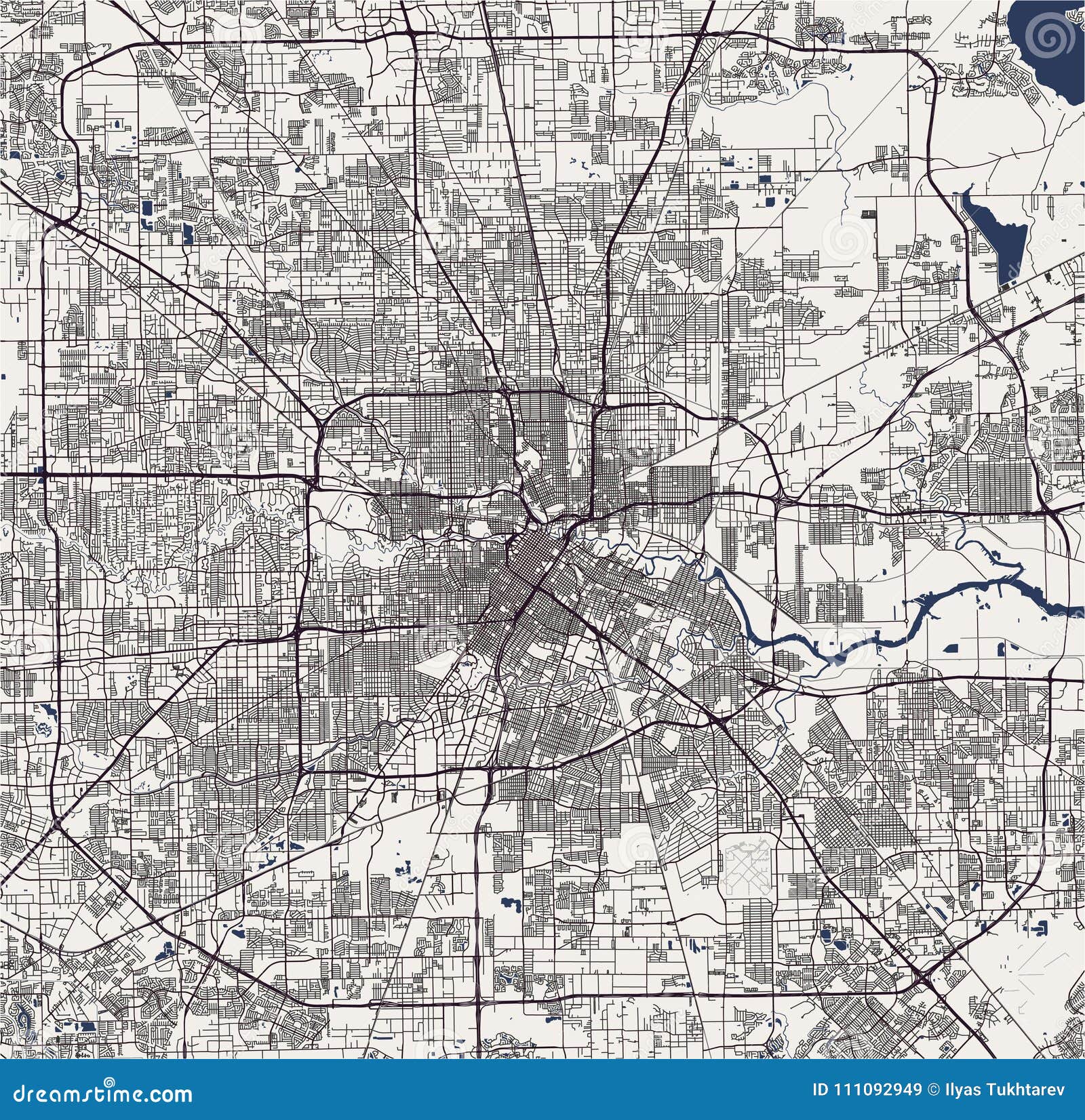 Mapa Da Cidade De Houston, U S Estado De Texas, EUA Ilustração do Vetor ...
