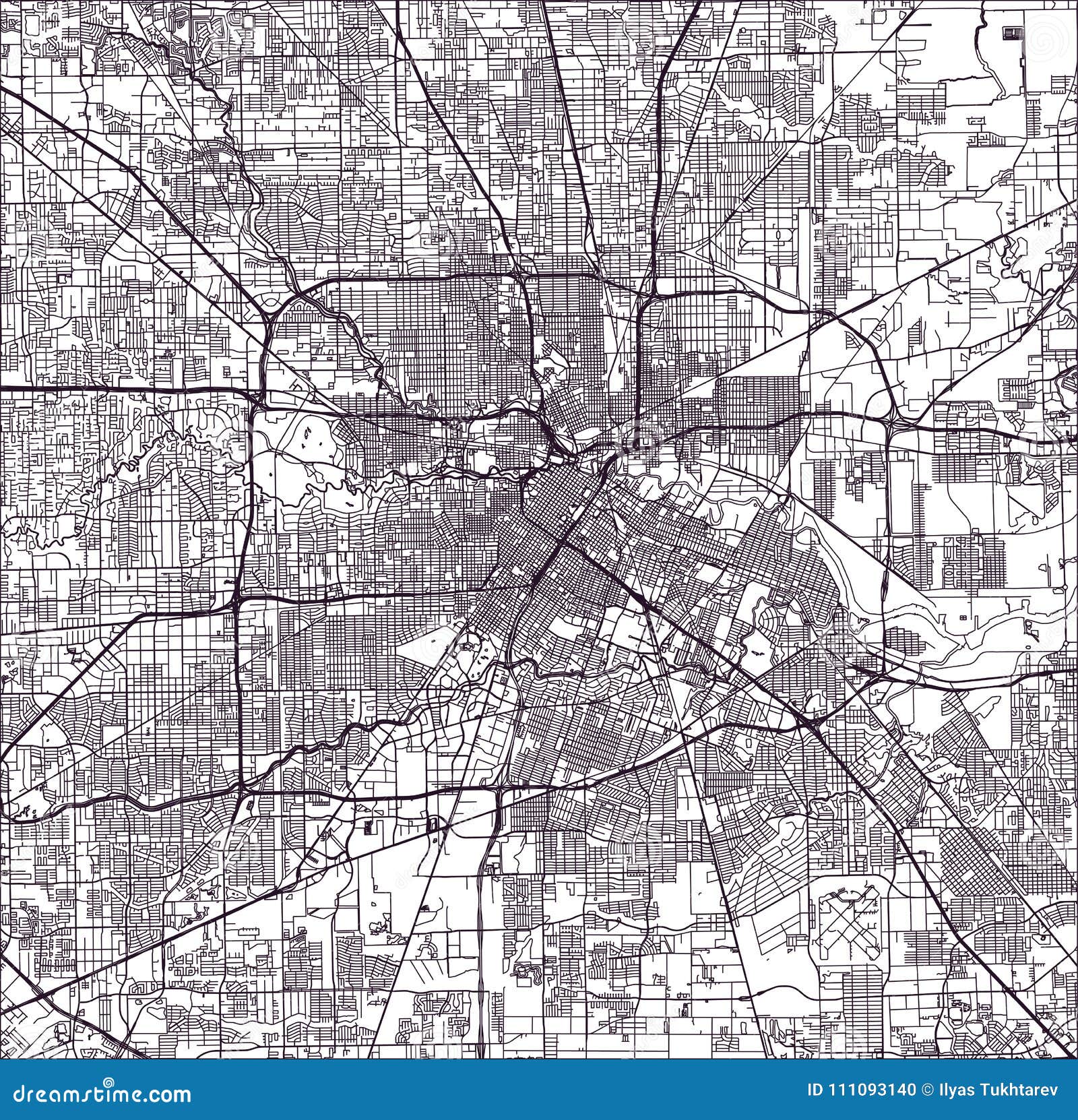 Mapa Da Cidade De Houston, U S Estado De Texas, EUA Ilustração do Vetor ...