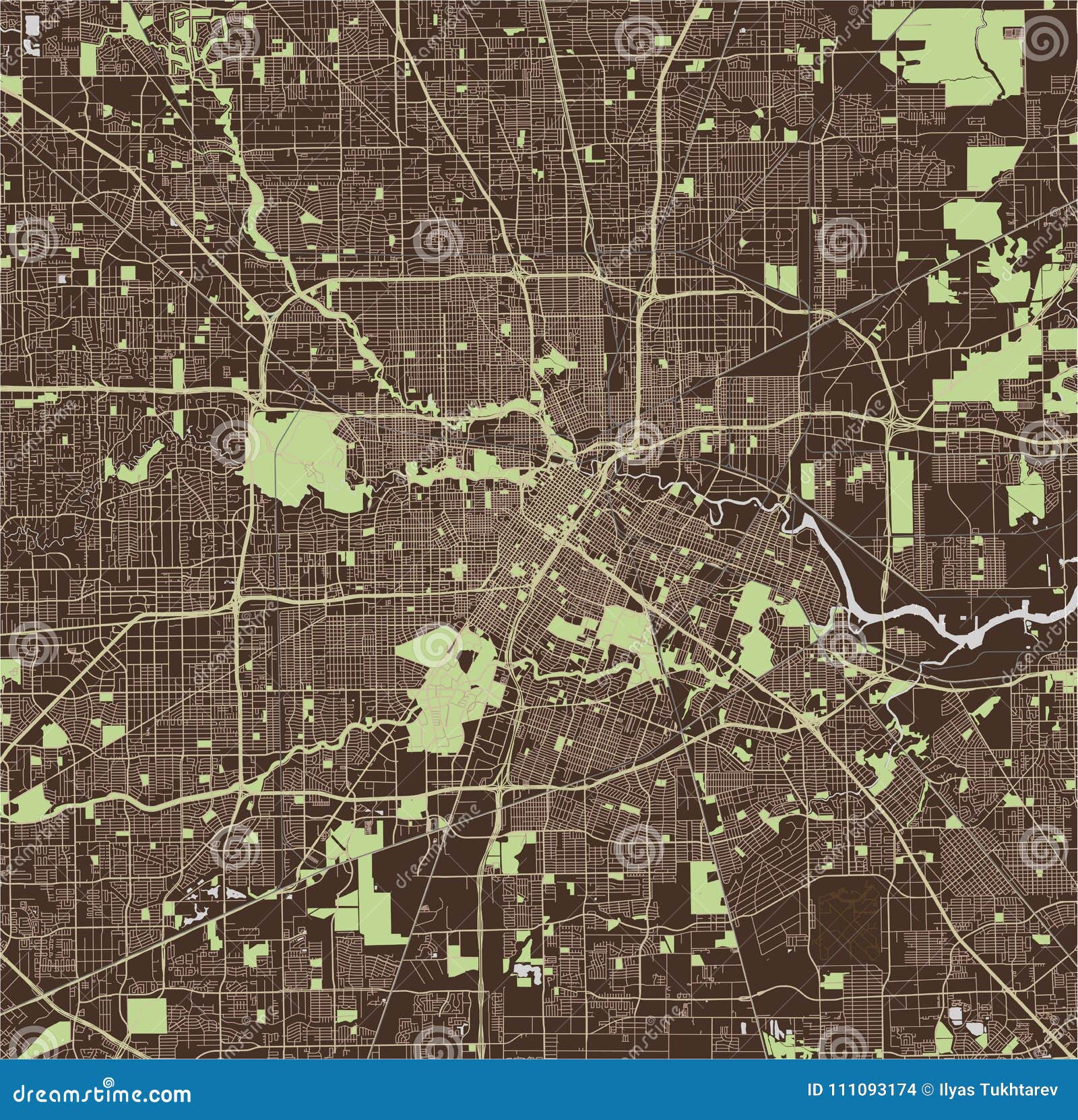 Mapa Da Cidade De Houston, U S Estado De Texas, EUA Ilustração do Vetor ...