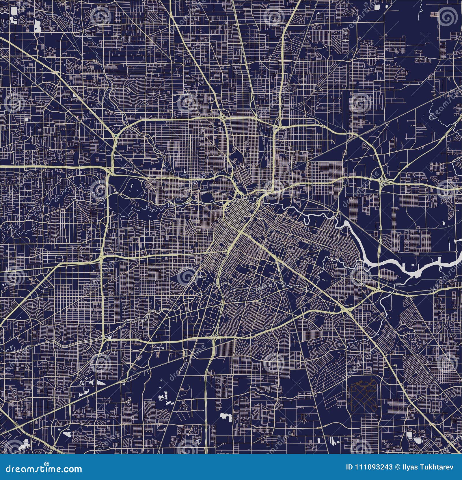 Mapa Da Cidade De Houston, U S Estado De Texas, EUA Ilustração do Vetor ...