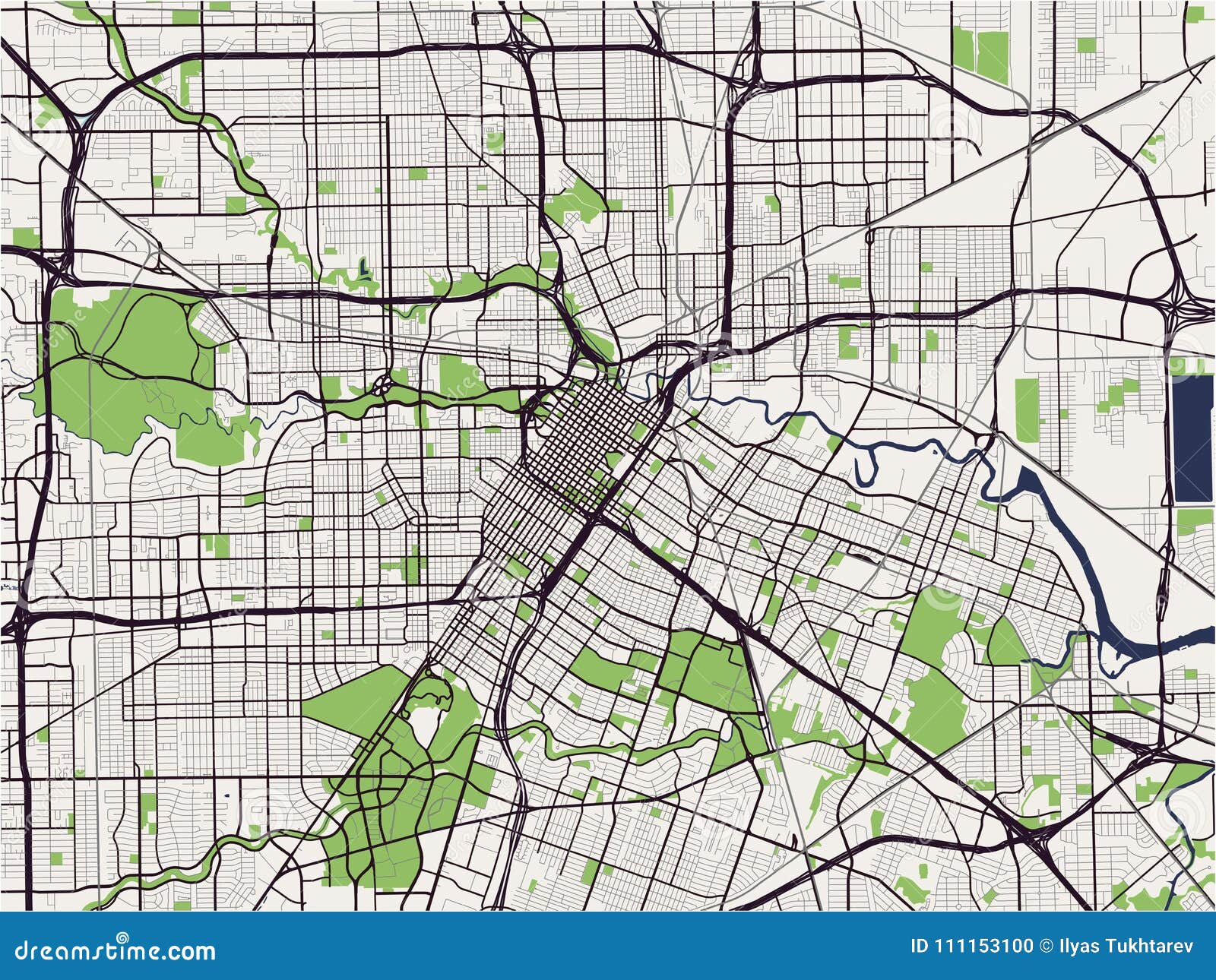 Mapa Da Cidade De Houston, U S Estado De Texas, EUA Ilustração do Vetor ...