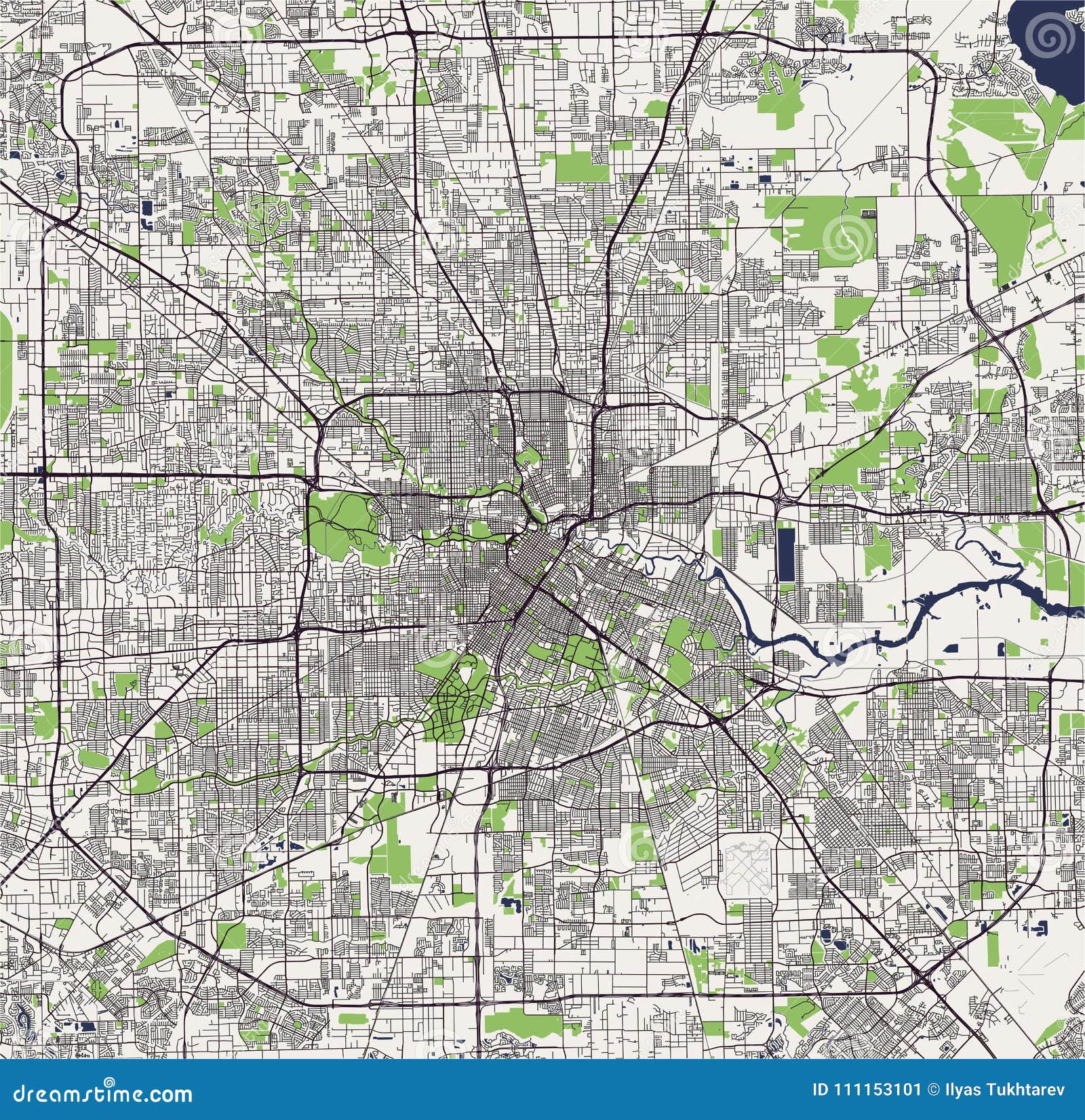Mapa Da Cidade De Houston, U S Estado De Texas, EUA Ilustração do Vetor ...