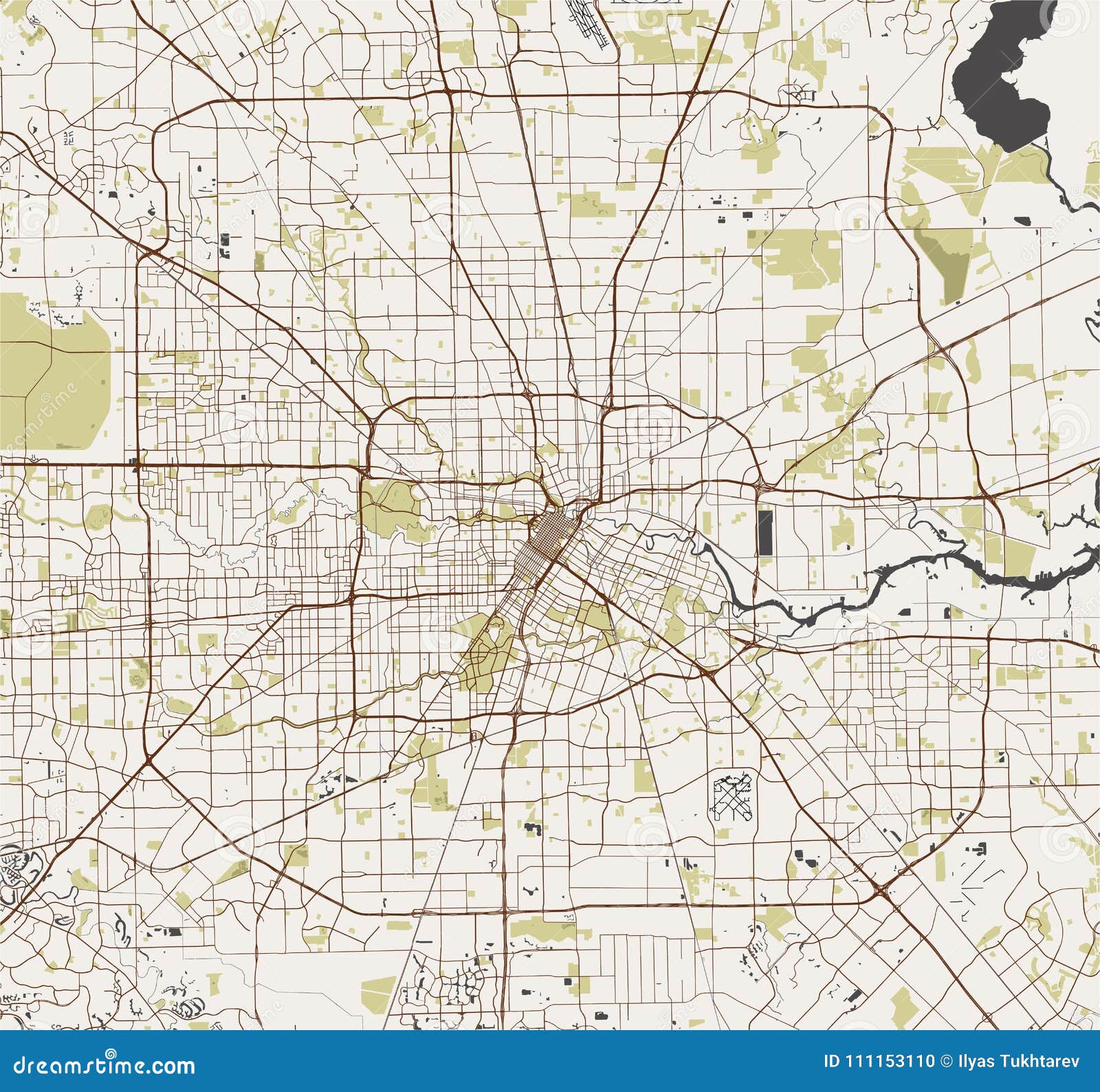 Mapa Da Cidade De Houston, U S Estado De Texas, EUA Ilustração do Vetor ...