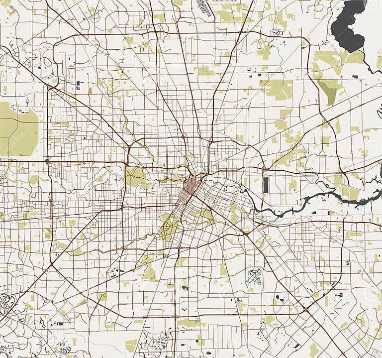 Mapa Da Cidade De Houston, U S Estado De Texas, EUA Ilustração do Vetor ...