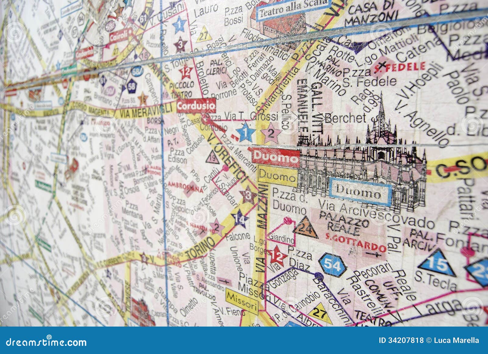 Mapa da cidade de Milão foto de stock. Imagem de ajuda - 34207818