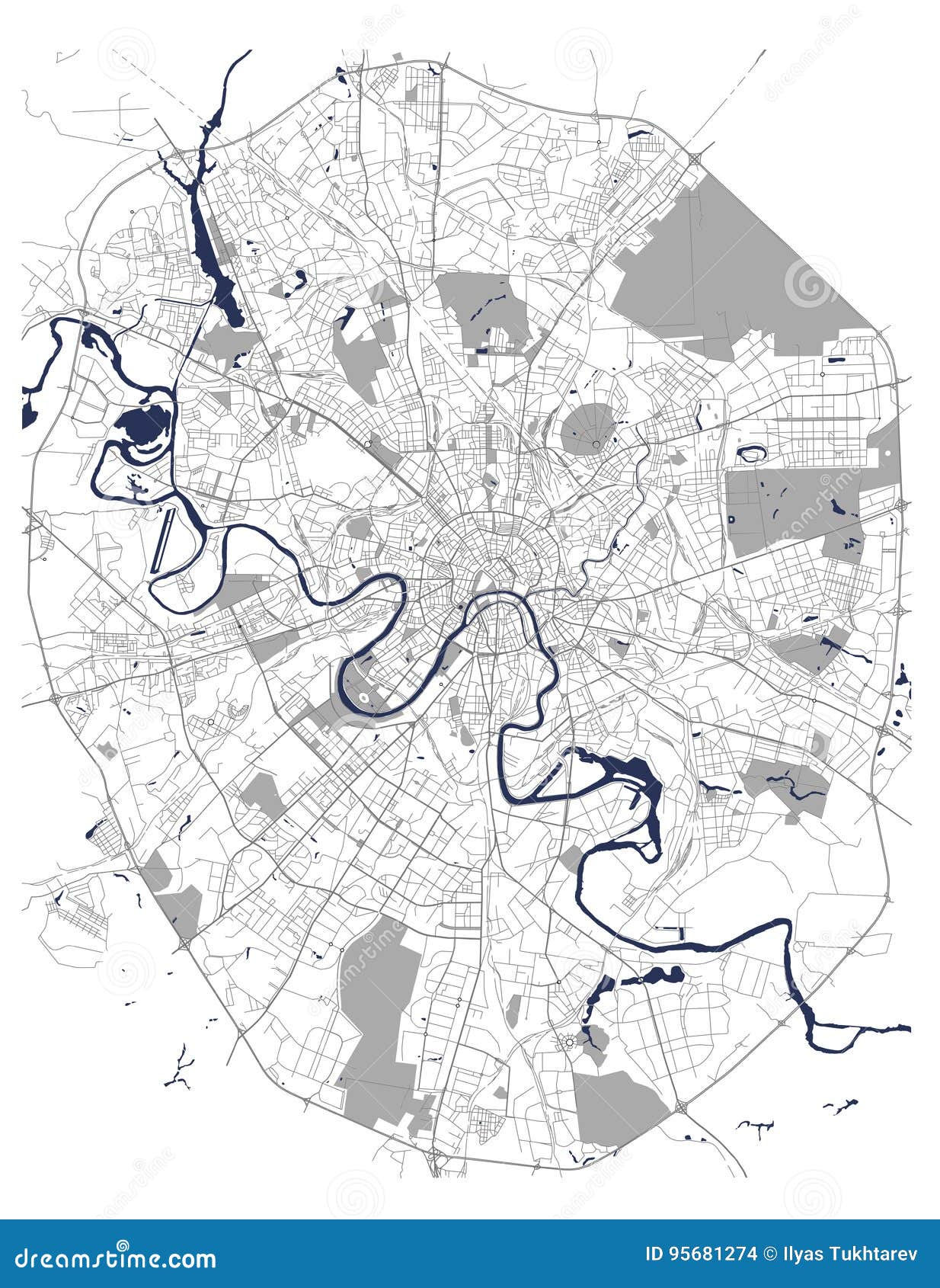 Mapa Da Cidade De Moscou, Rússia Ilustração do Vetor - Ilustração de ...