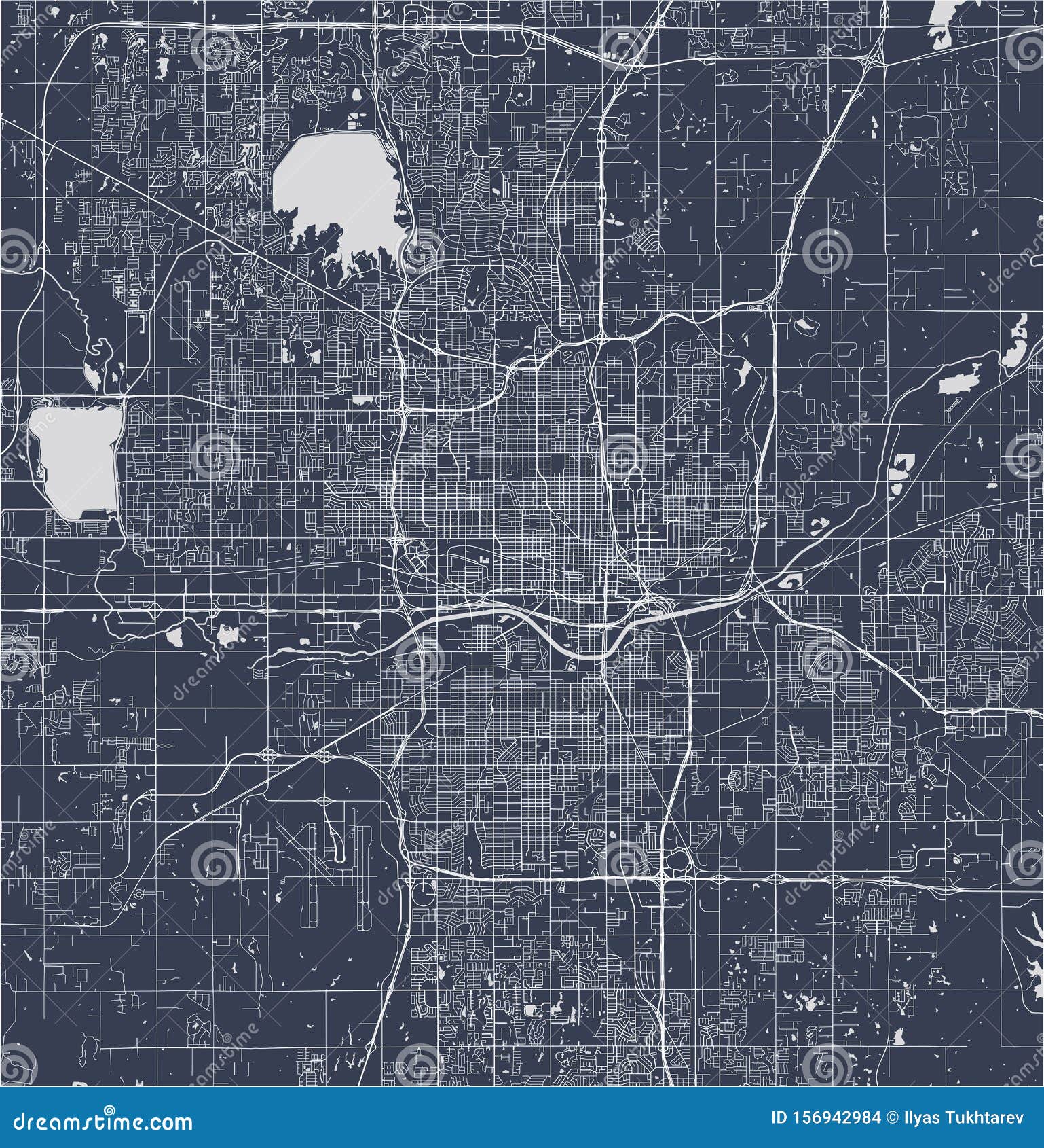Mapa Da Cidade De Oklahoma, Oklahoma City, EUA Ilustração Stock ...