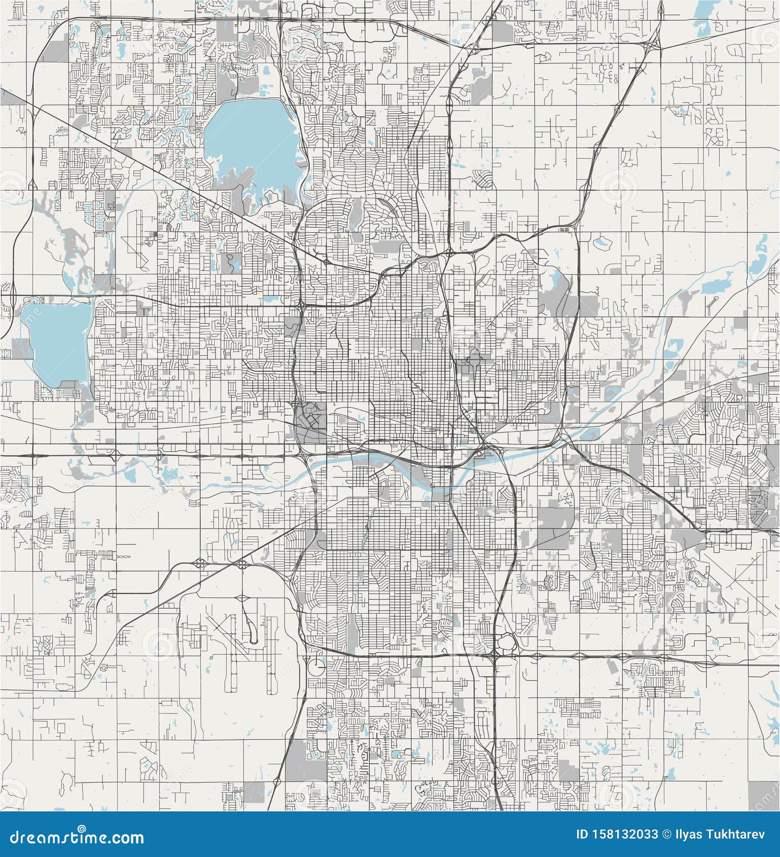Mapa Da Cidade De Oklahoma, Oklahoma City, EUA Ilustração Stock ...