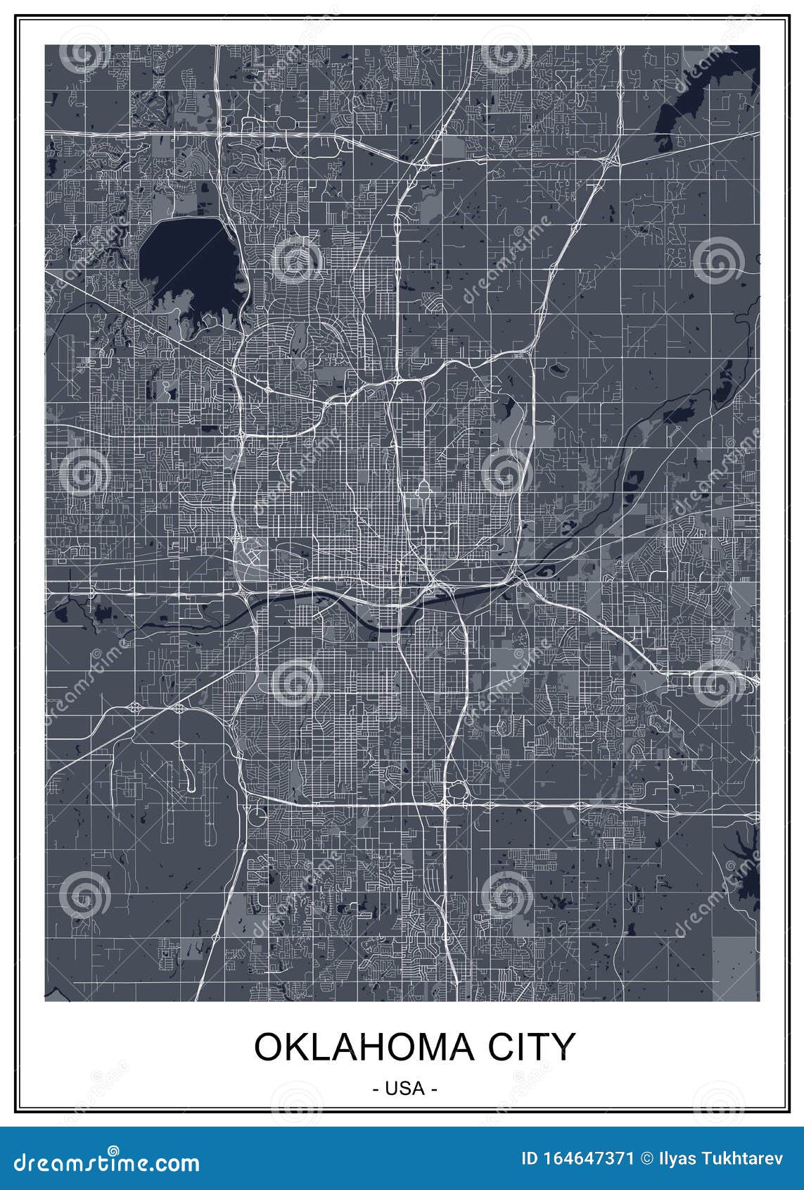 Mapa Da Cidade De Oklahoma, Oklahoma City, EUA Ilustração Stock ...