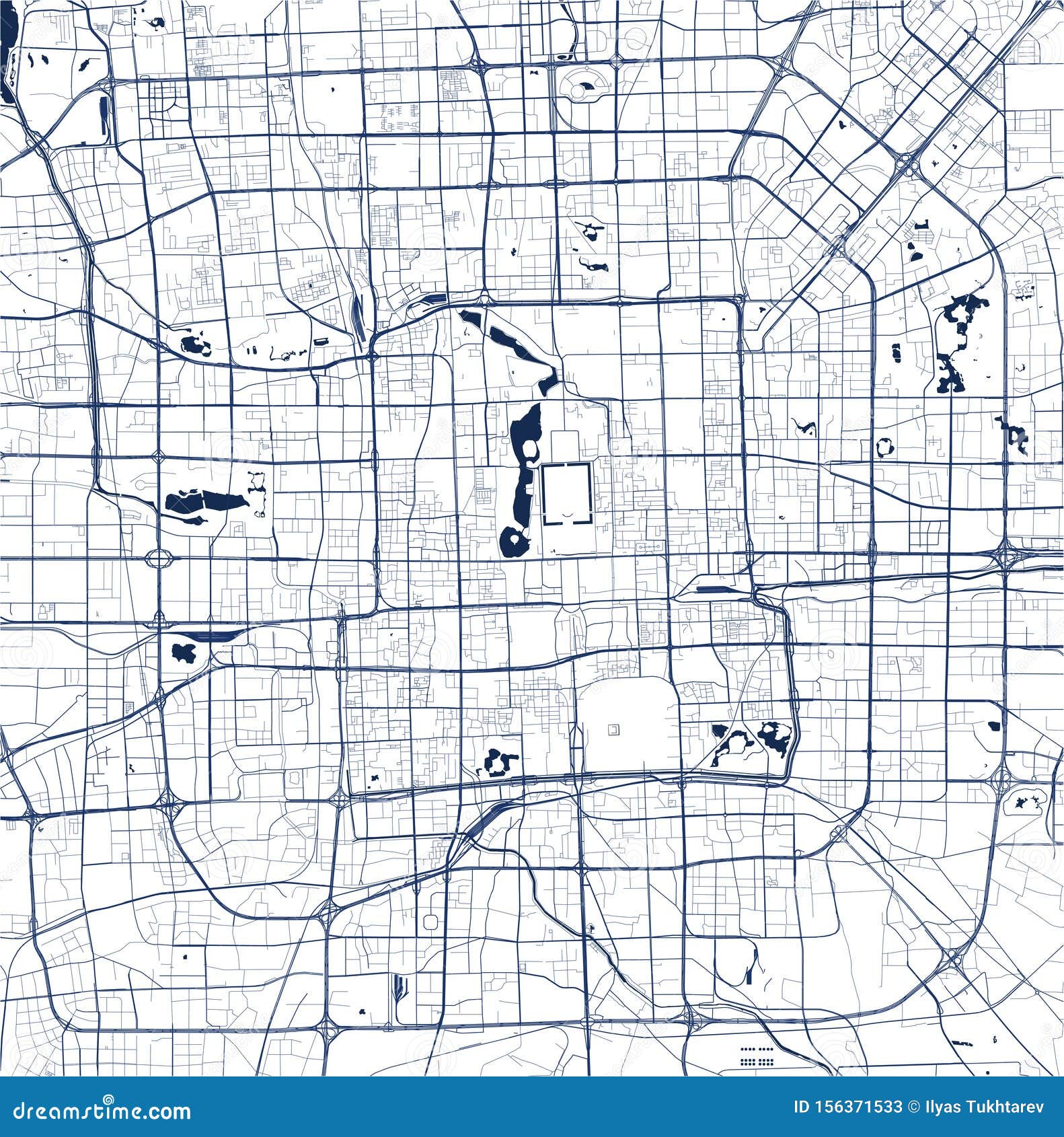 Mapa Da Cidade De Pequim, China Ilustração Stock - Ilustração de parque ...