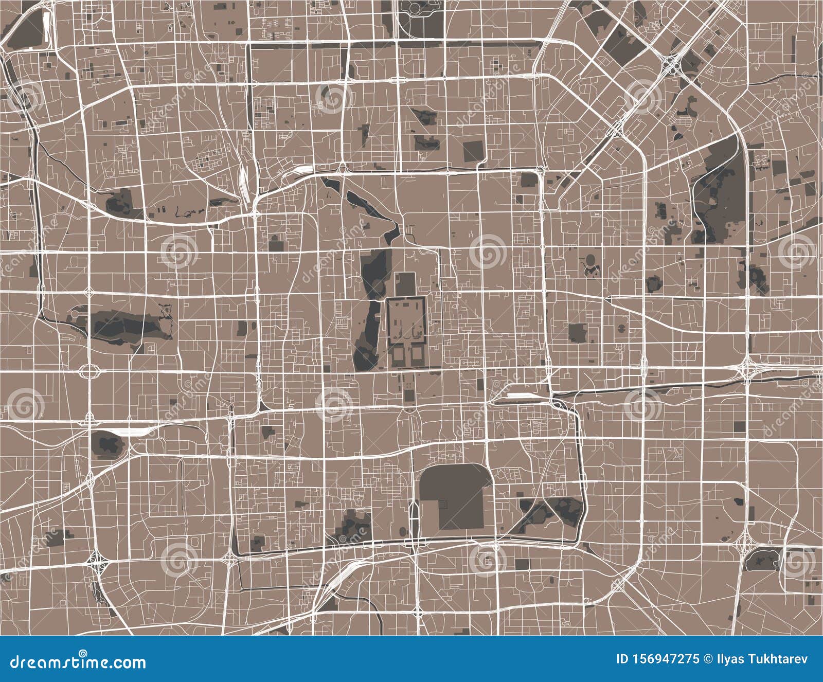 Mapa Da Cidade De Pequim, China Ilustração Stock - Ilustração de ...