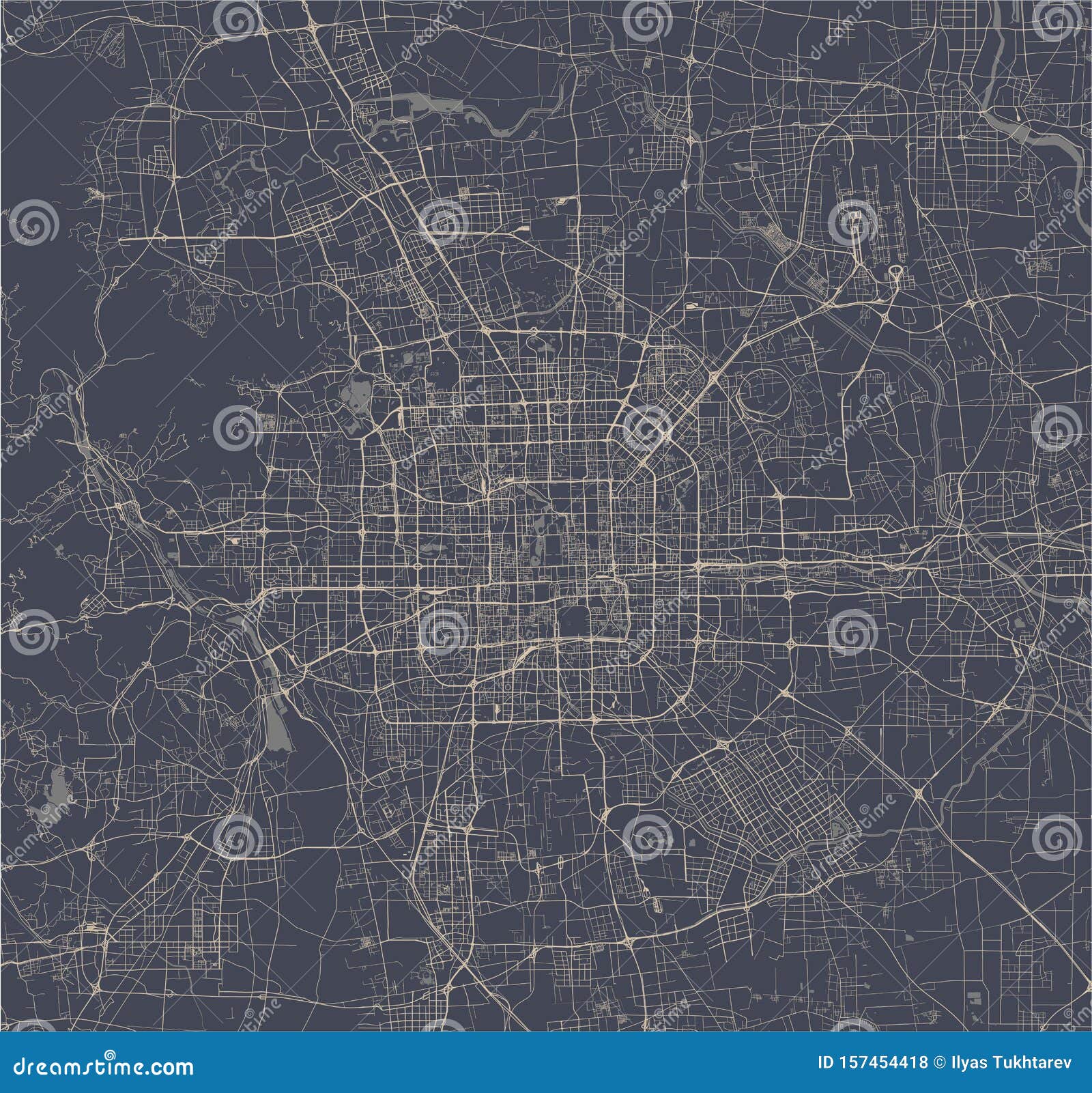 Mapa Da Cidade De Pequim, China Ilustração Stock - Ilustração de lugar ...