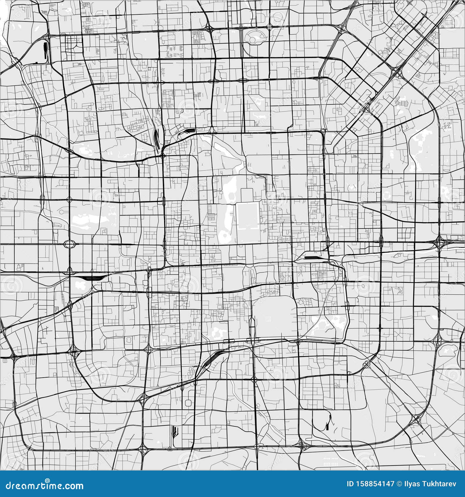 Mapa Da Cidade De Pequim, China Ilustração Stock - Ilustração de lugar ...