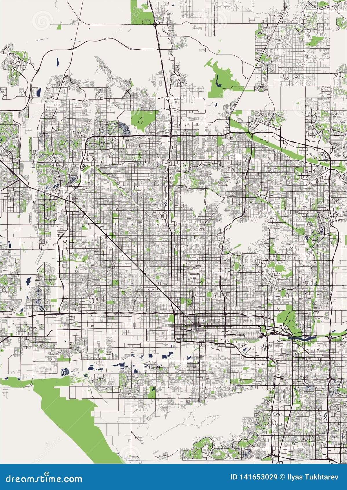 Mapa Da Cidade De Phoenix, O Arizona, EUA Ilustração Stock - Ilustração ...