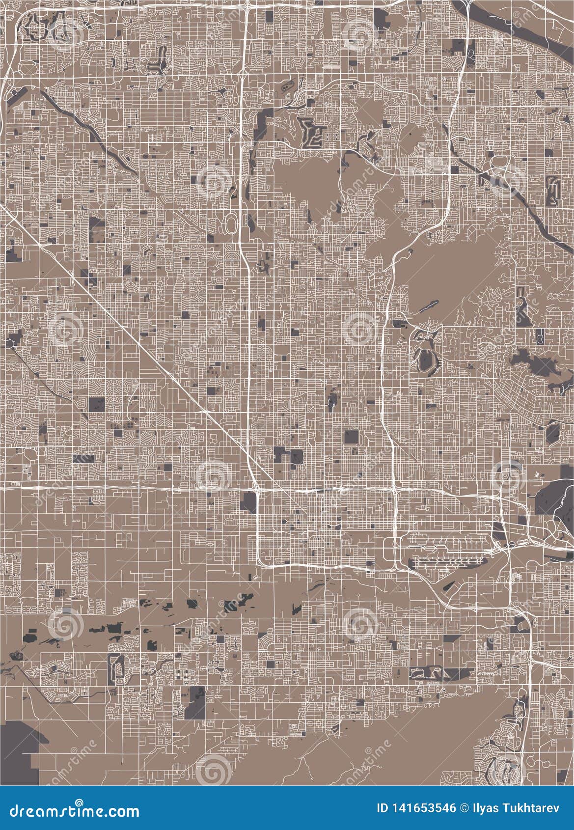 Mapa Da Cidade De Phoenix, O Arizona, EUA Ilustração Stock - Ilustração ...