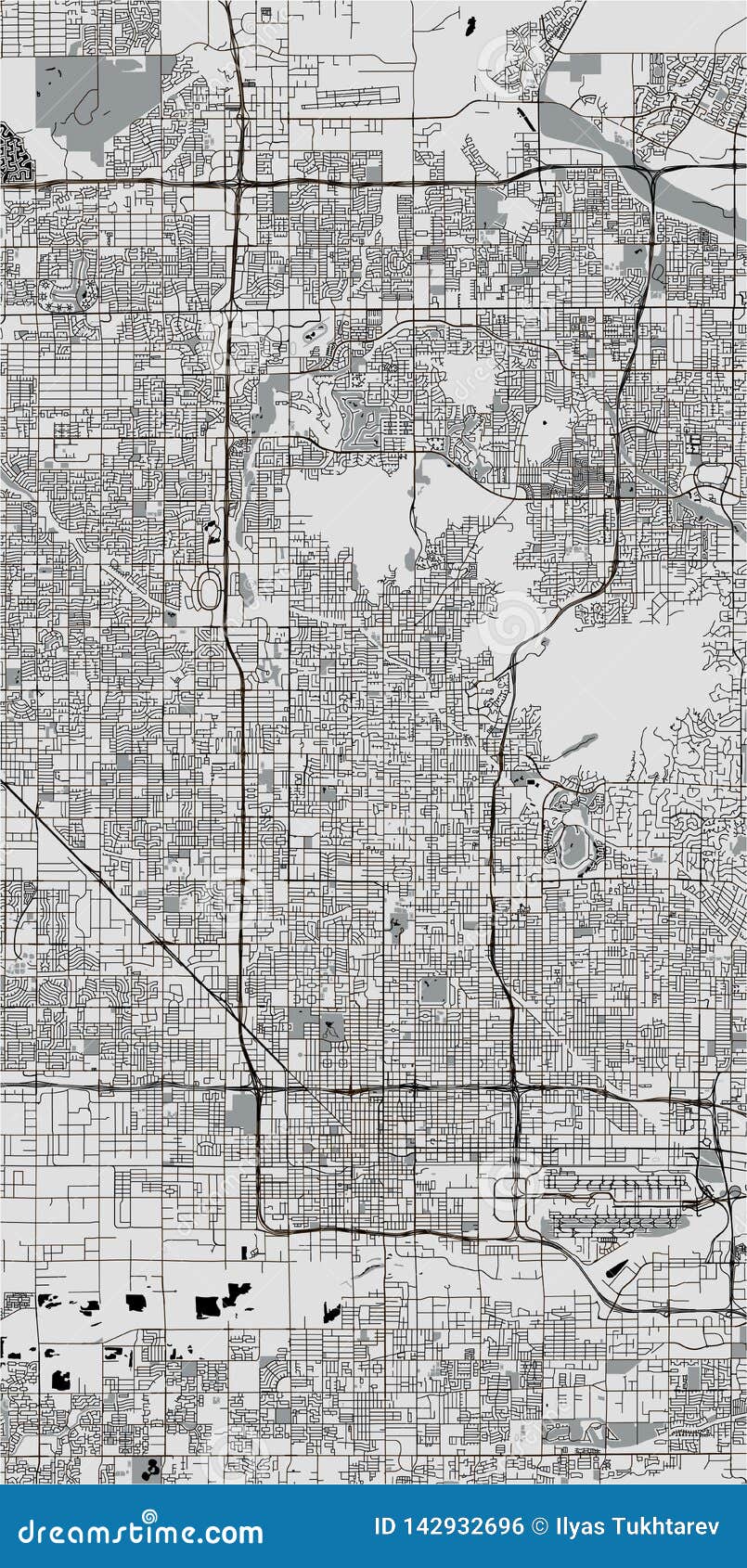 Mapa Da Cidade De Phoenix, O Arizona, EUA Ilustração Stock - Ilustração ...