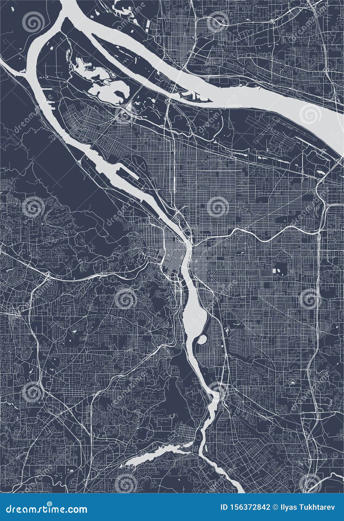 Mapa Da Cidade De Portland, Oregon, EUA Ilustração Stock - Ilustração ...