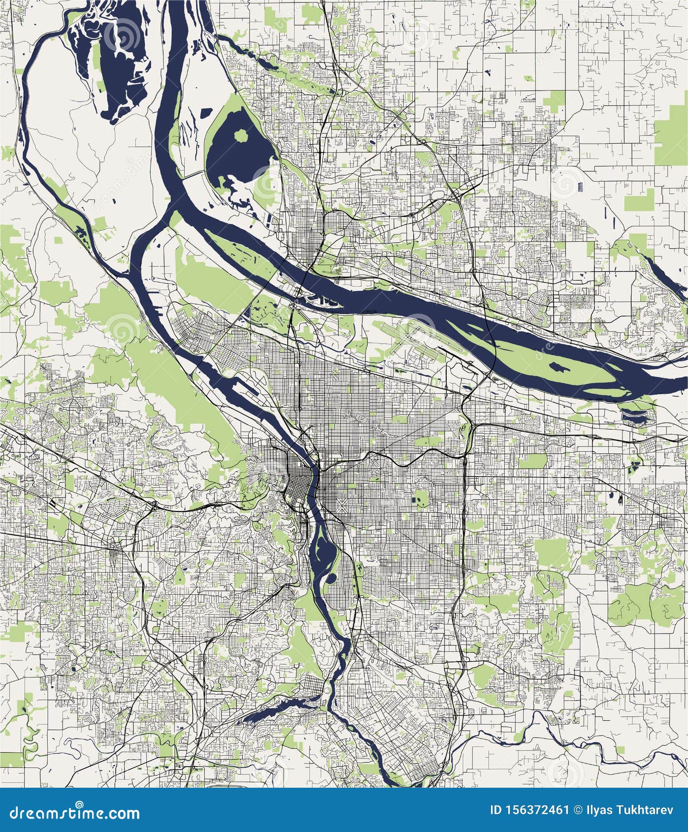 Mapa Da Cidade De Portland, Oregon, EUA Ilustração Stock - Ilustração ...