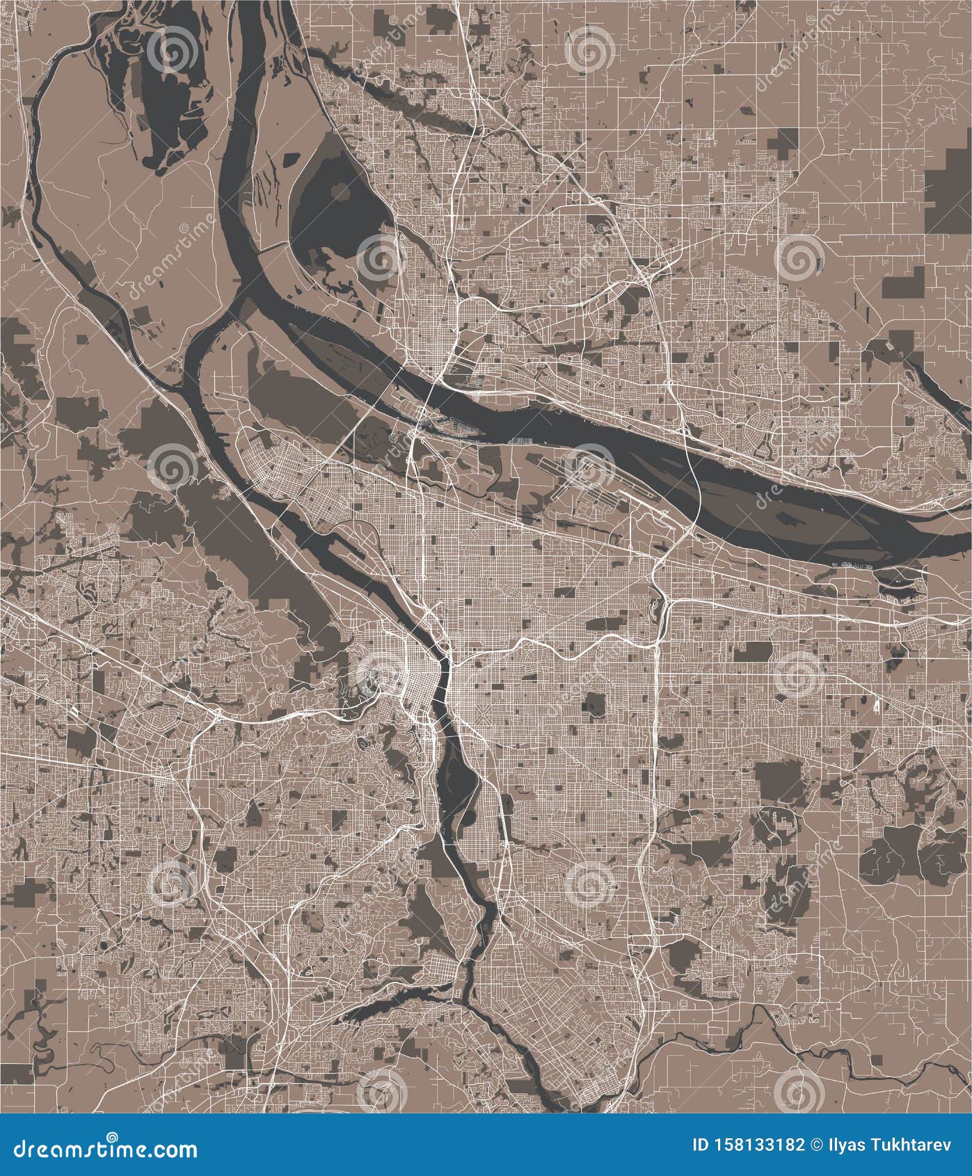 Mapa Da Cidade De Portland, Oregon, EUA Ilustração Stock - Ilustração ...