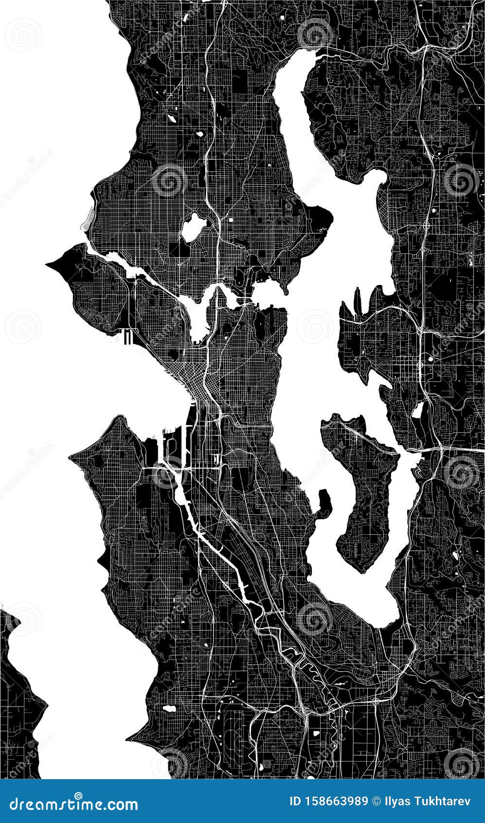 Mapa Da Cidade De Seattle, Washington, EUA Ilustração Stock ...