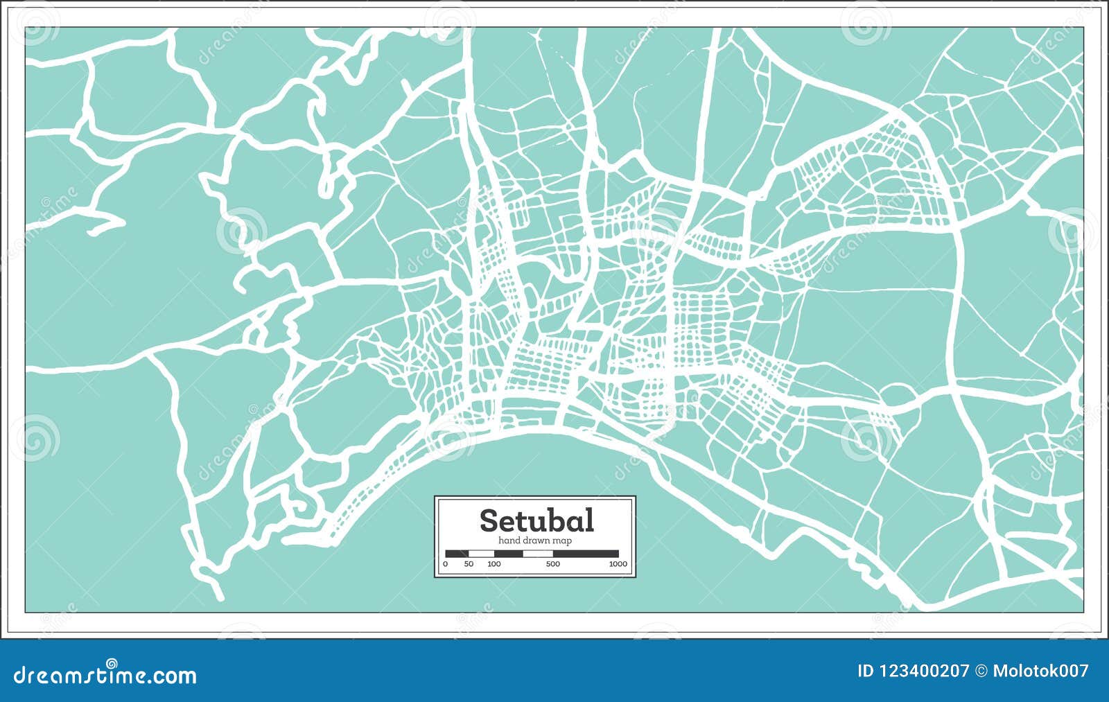 Mapa Da Cidade De Setubal Portugal No Estilo Retro Ilustração do Vetor ...