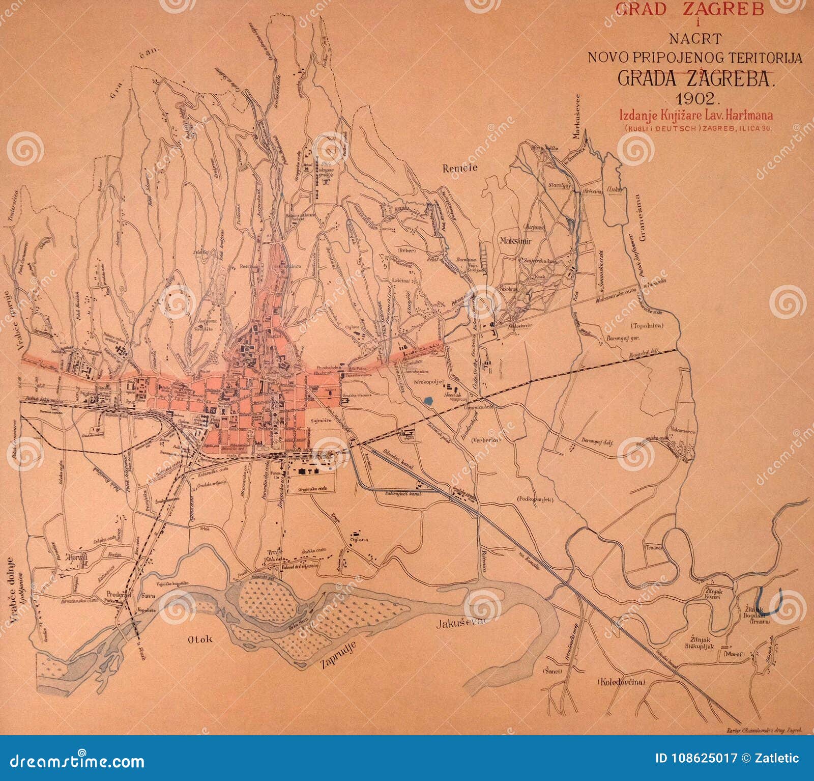 Mapa da cidade de Zagreb imagem de stock. Imagem de antiguidade - 108625017