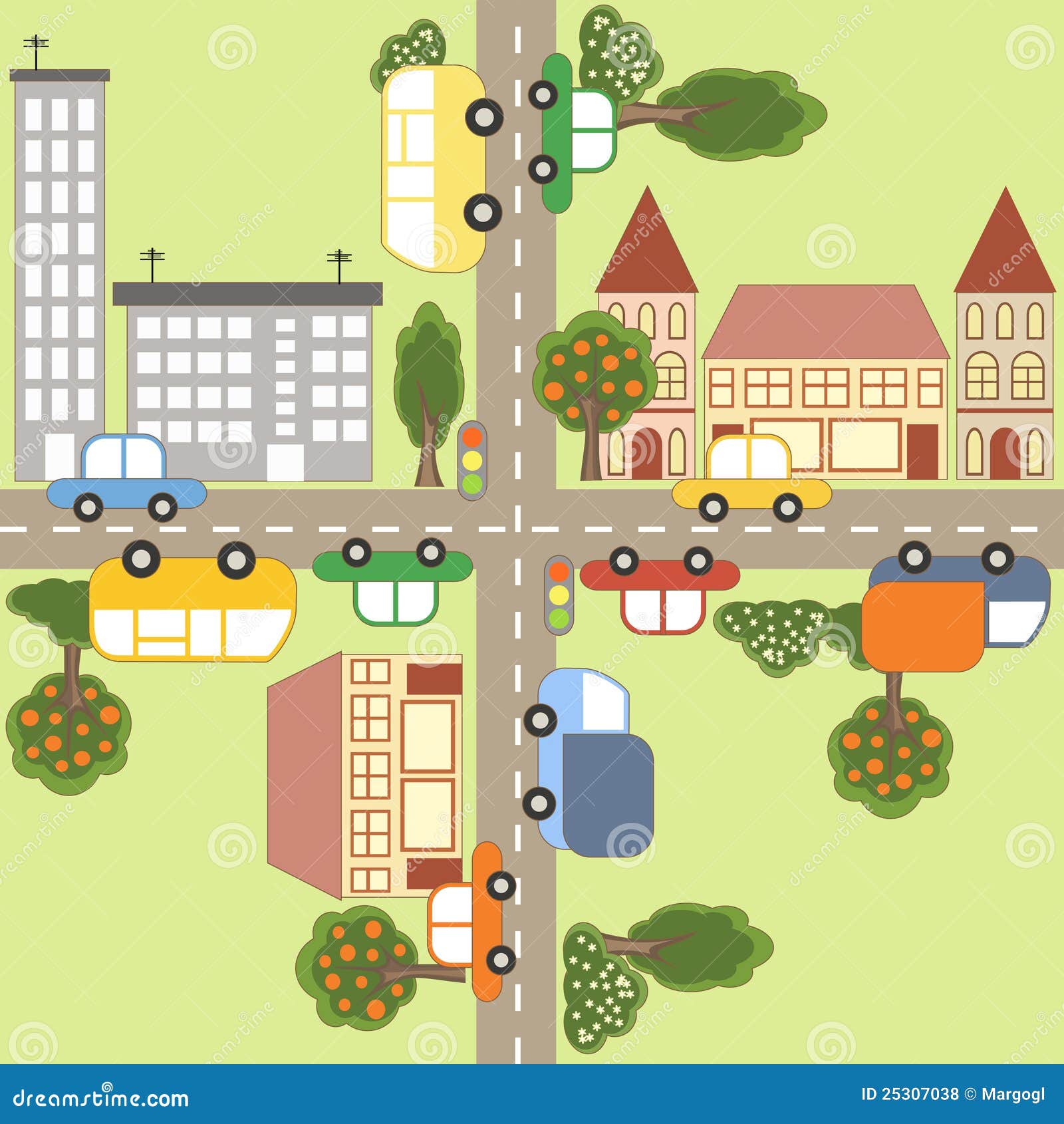 Mapa Da Cidade Dos Desenhos Animados. Ilustração do Vetor - Ilustração ...