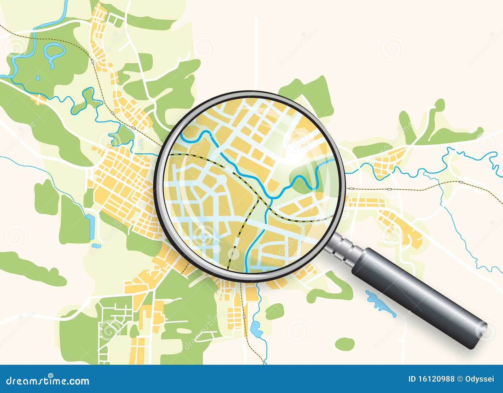 Mapa Da Cidade E De Uma Lupa Ilustração do Vetor - Ilustração de ...