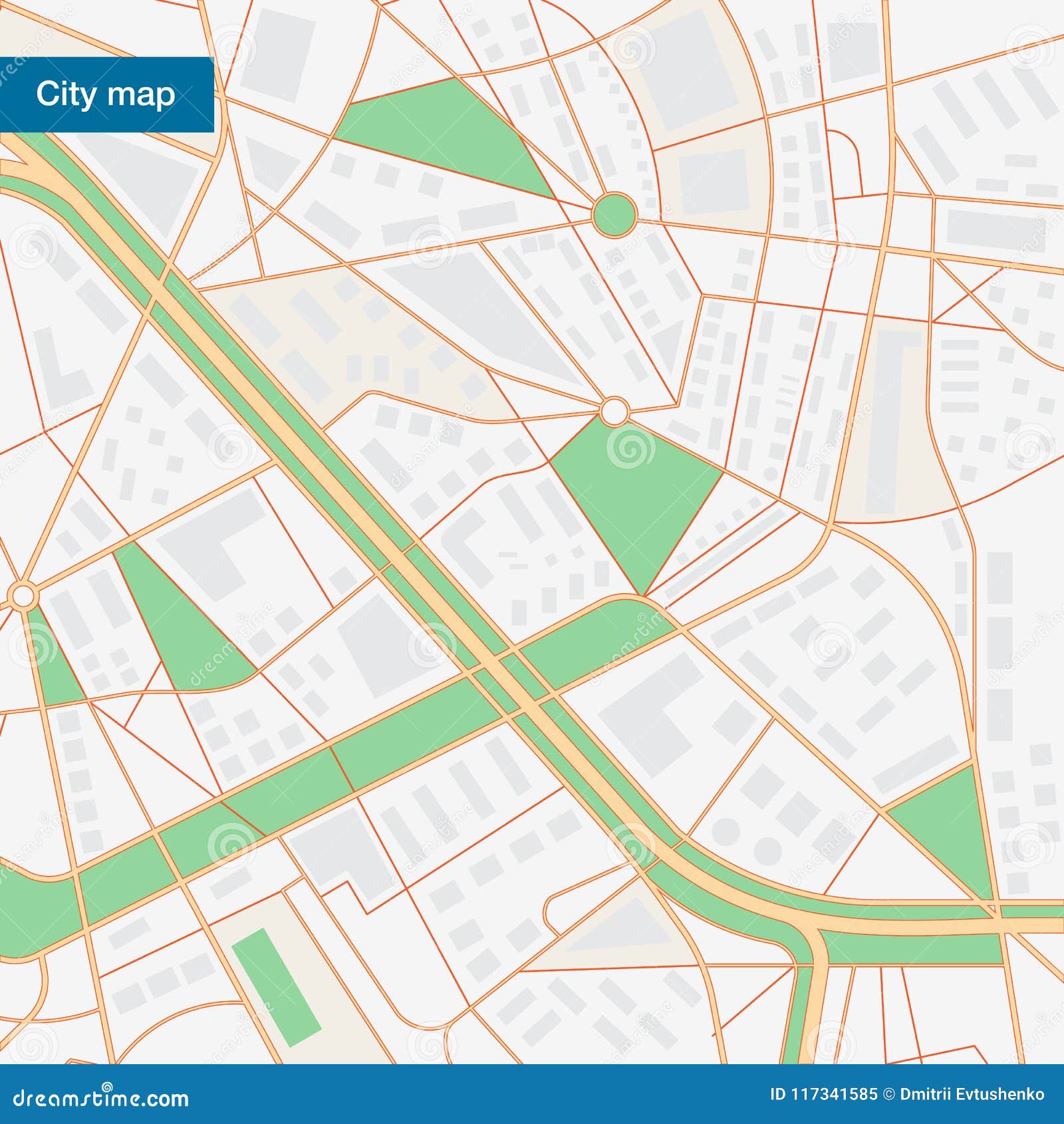 Mapa Da Cidade No Estilo Liso Ilustração do Vetor - Ilustração de ...