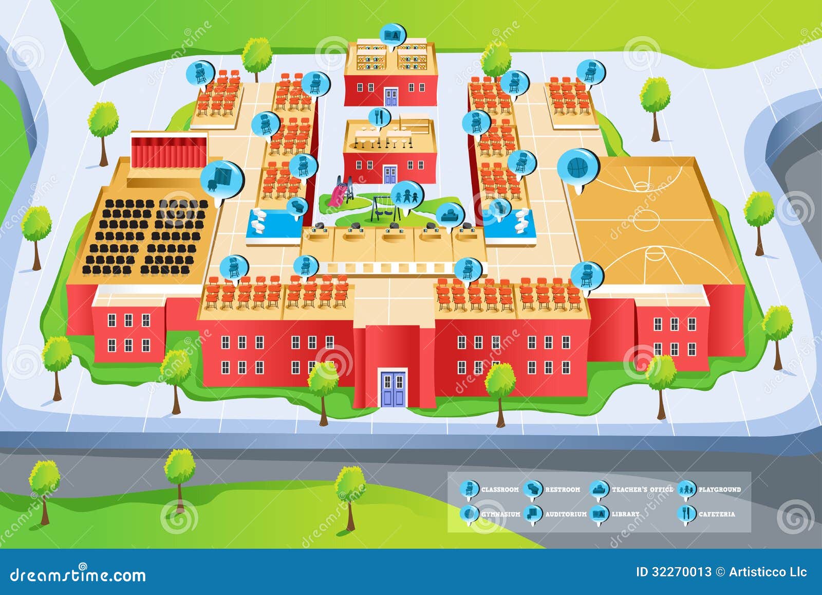Mapa da escola ilustração do vetor. Ilustração de classe - 32270013