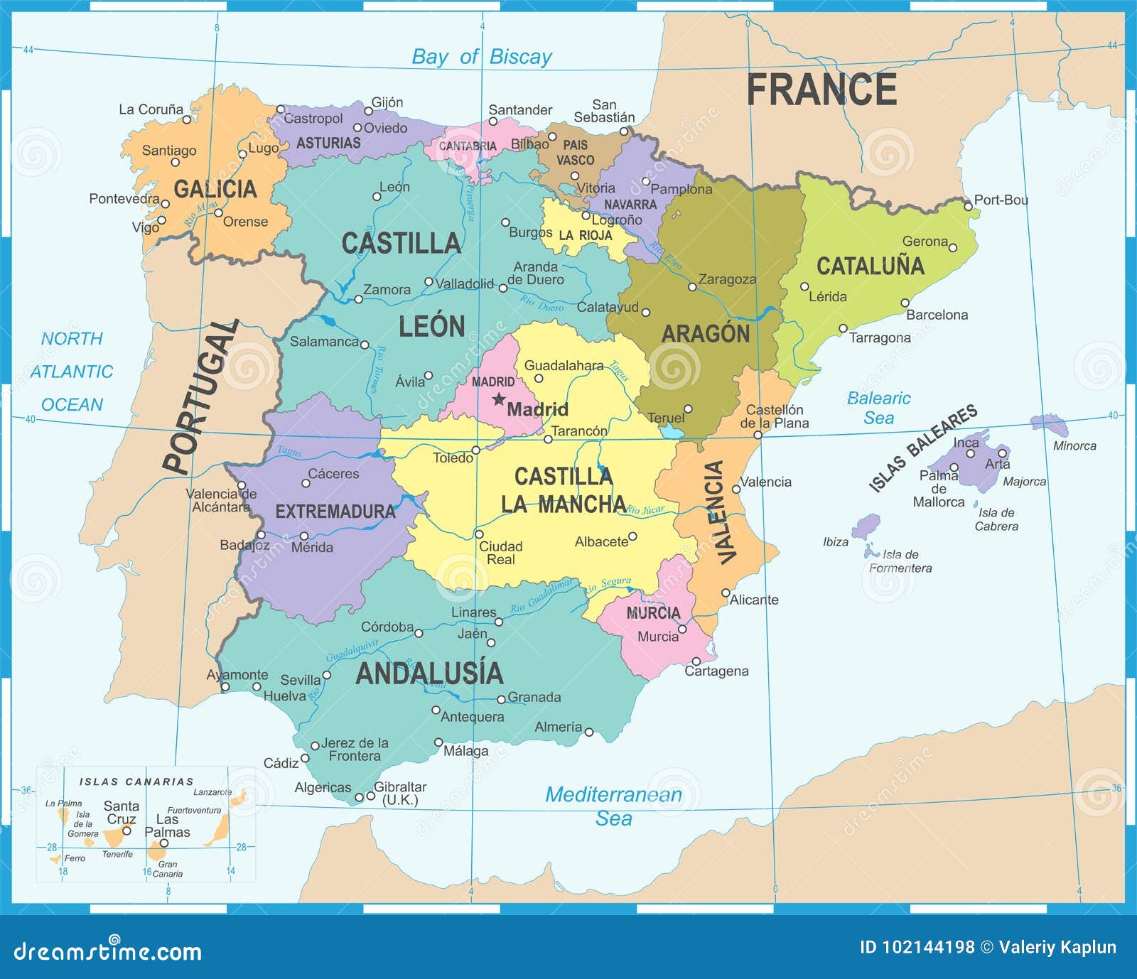 Mapa Da Espanha - Ilustração Do Vetor Ilustração Stock - Ilustração de ...